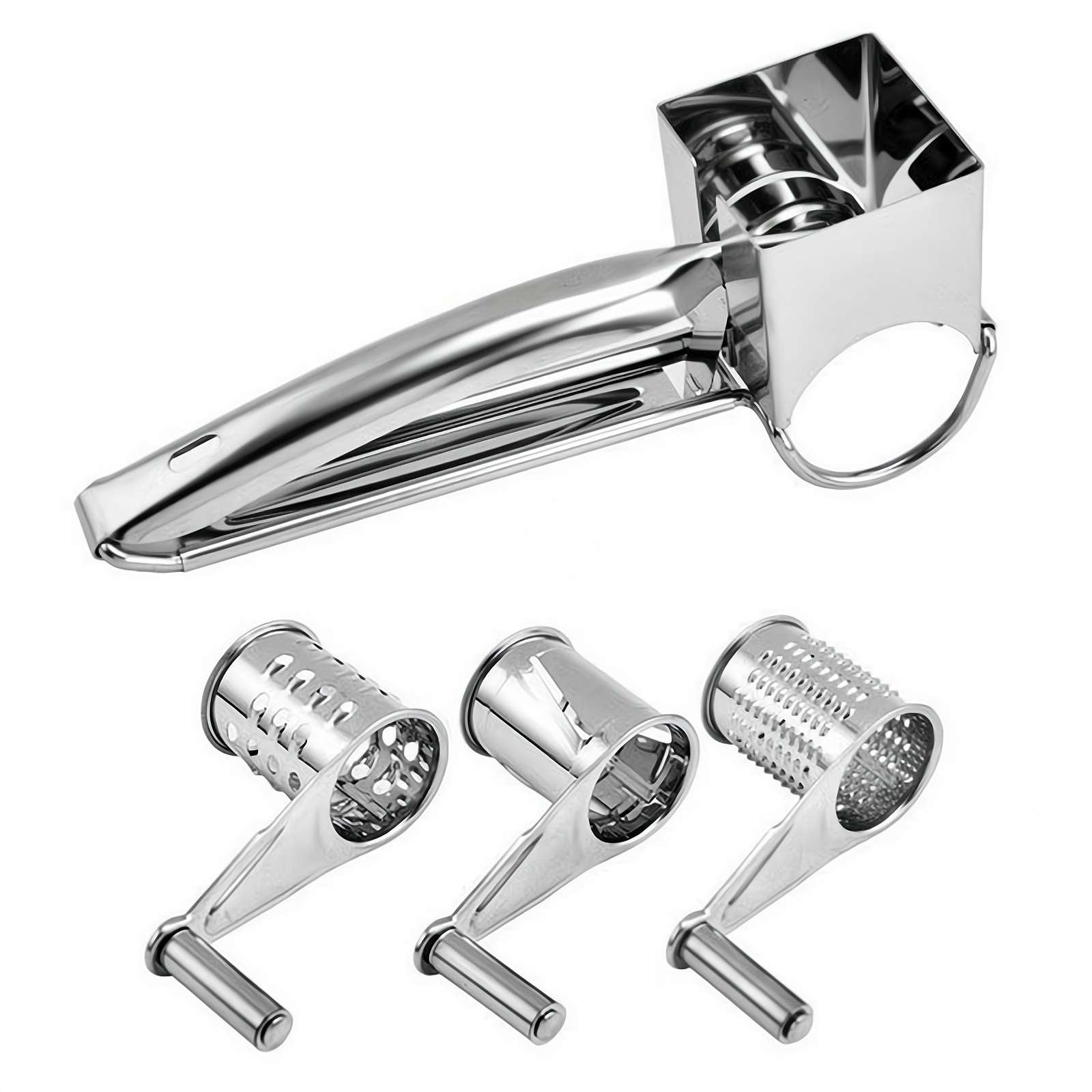 Cheese Grater, Rotary Cheese Grater Handheld with 3 Drum Blades, Rotary ...