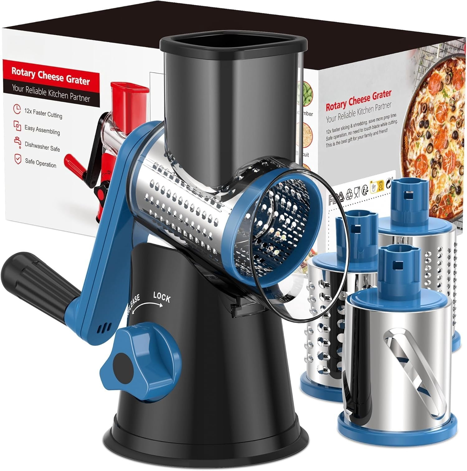 Cheese Grater Rotary, Rotary Grater for Kitchen, Kitchen Vegetable ...