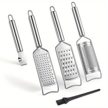 BigTiny Stainless Steel Cheese Grater with Wood Handle Sharp Blades ...