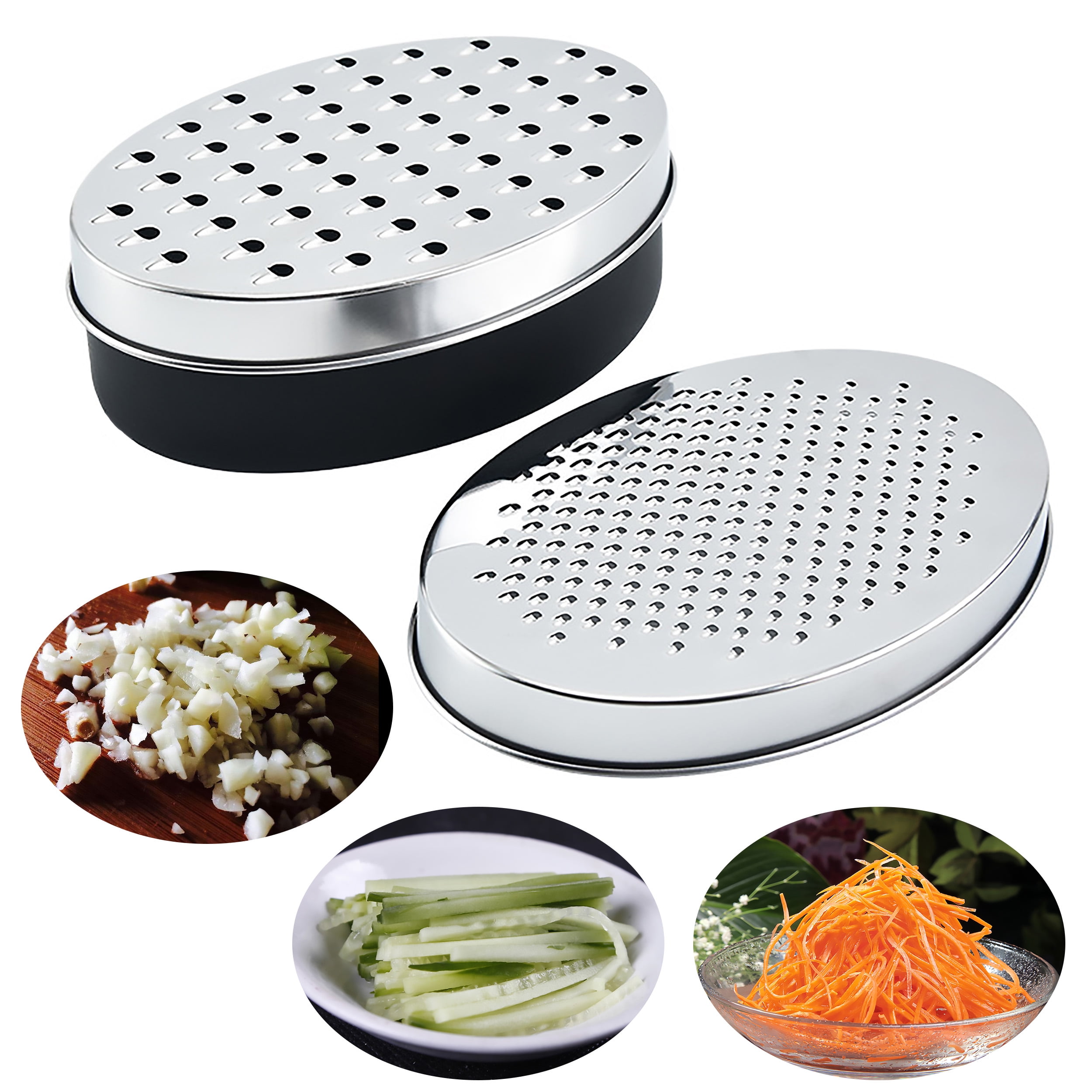 Cheese Grater with Container, Oval Stainless Steel Kitchen Grater for ...