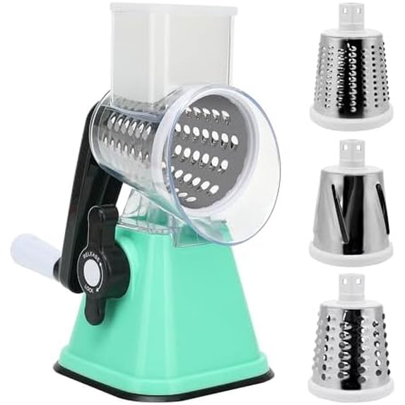 Cheese Graters with Handle, Manual Cheese Shredder Rotary Grater with 3 ...