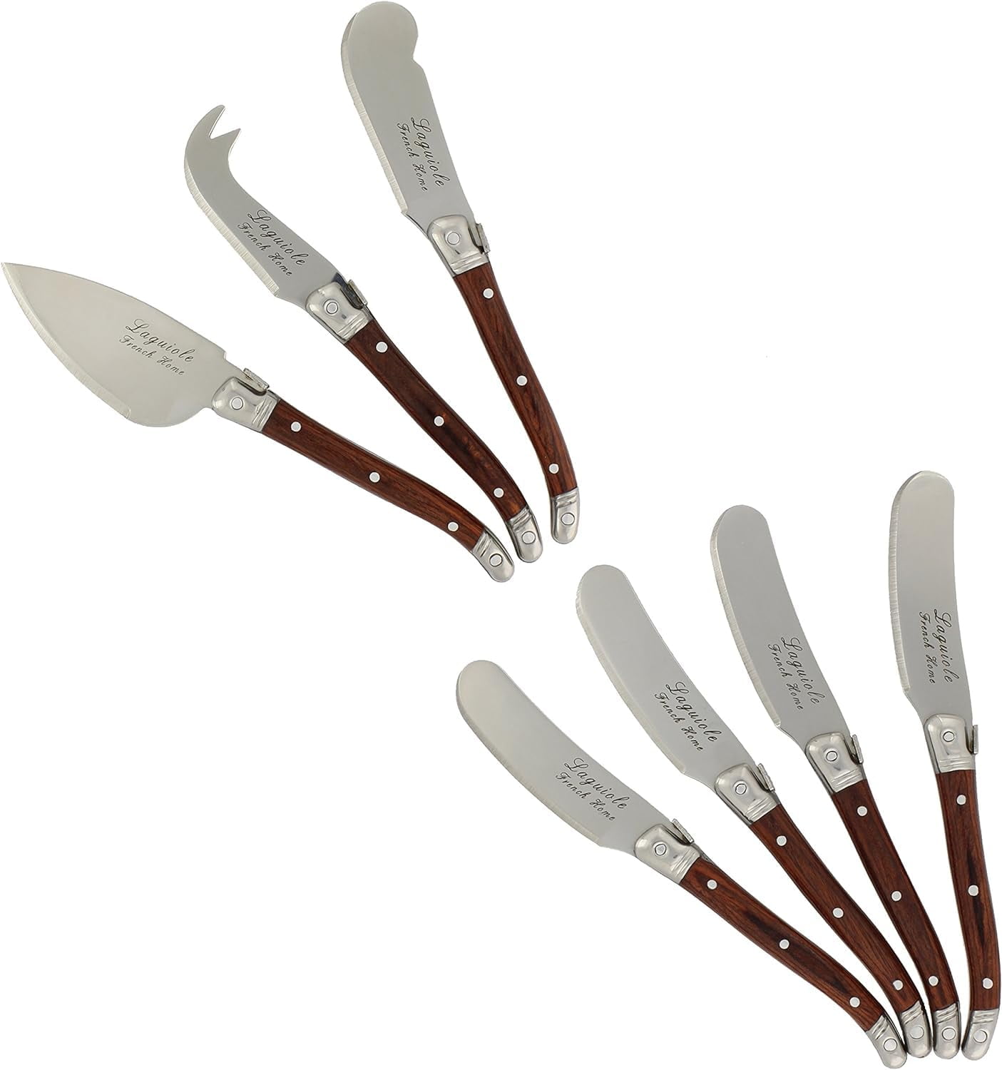 Cheese Knife Set 7-Piece Laguiole Style Stainless Steel Spade Spear ...
