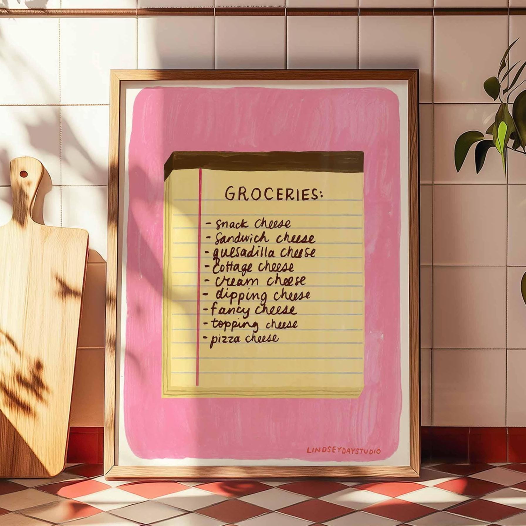 Cheese Lover Art Print, Food Art For Kitchen Dining Room Wall Art Over ...