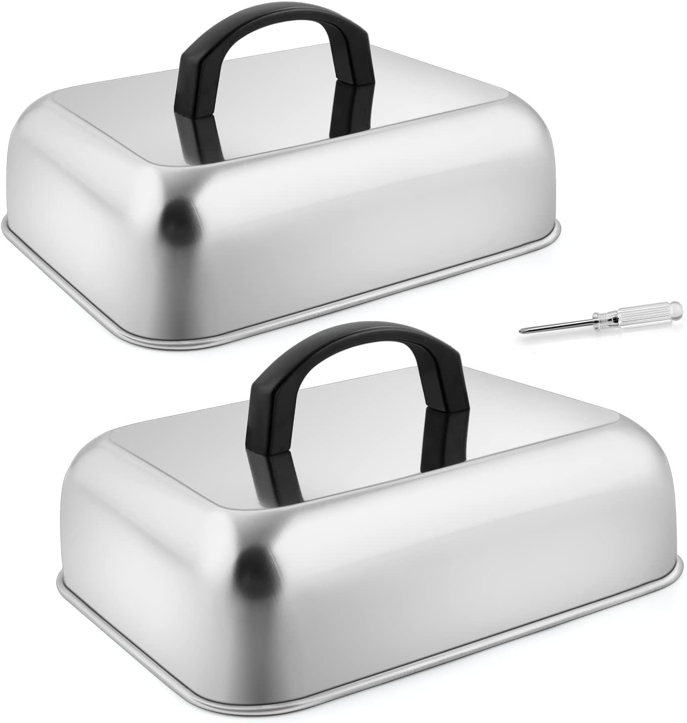 Cheese Melting Dome Set of 2, Stainless Steel Rectangular 9x7 Inch ...