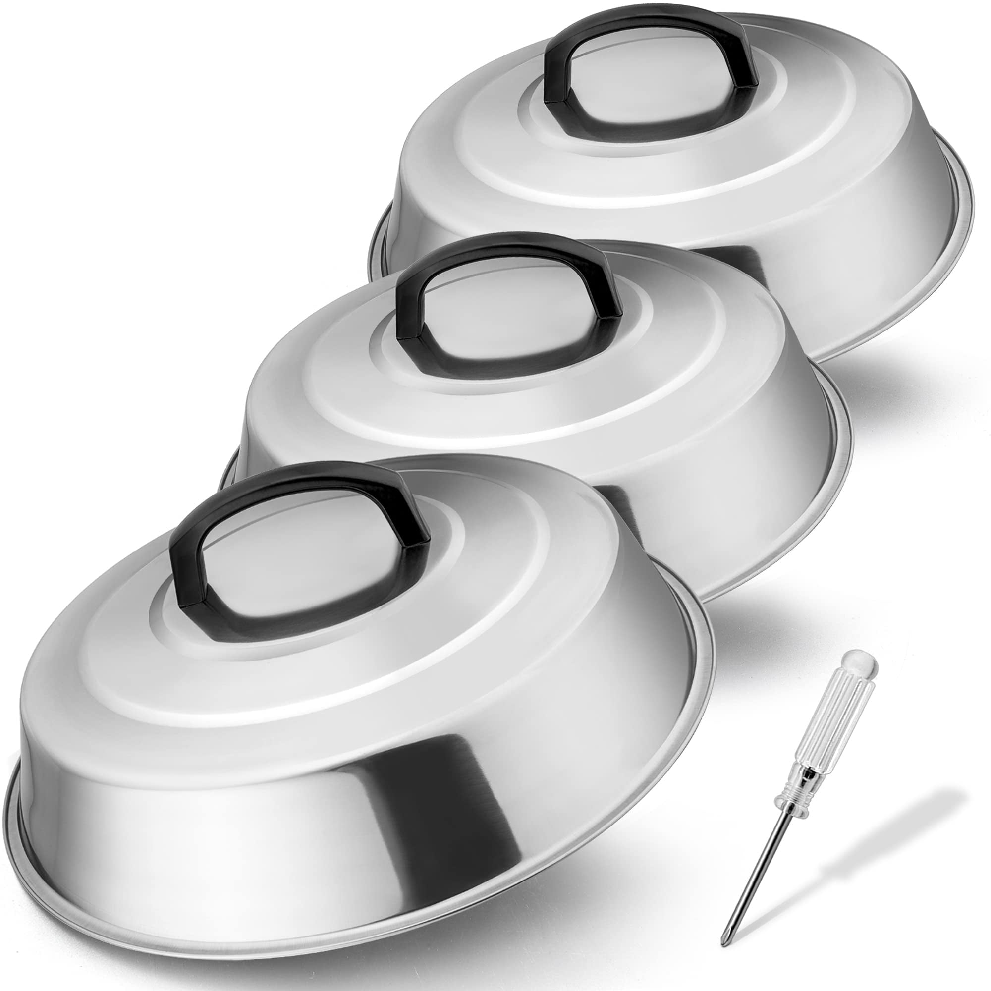 Cheese Melting Dome Set of 3, Leonyo 12" Metal Steam Basting Cover for ...