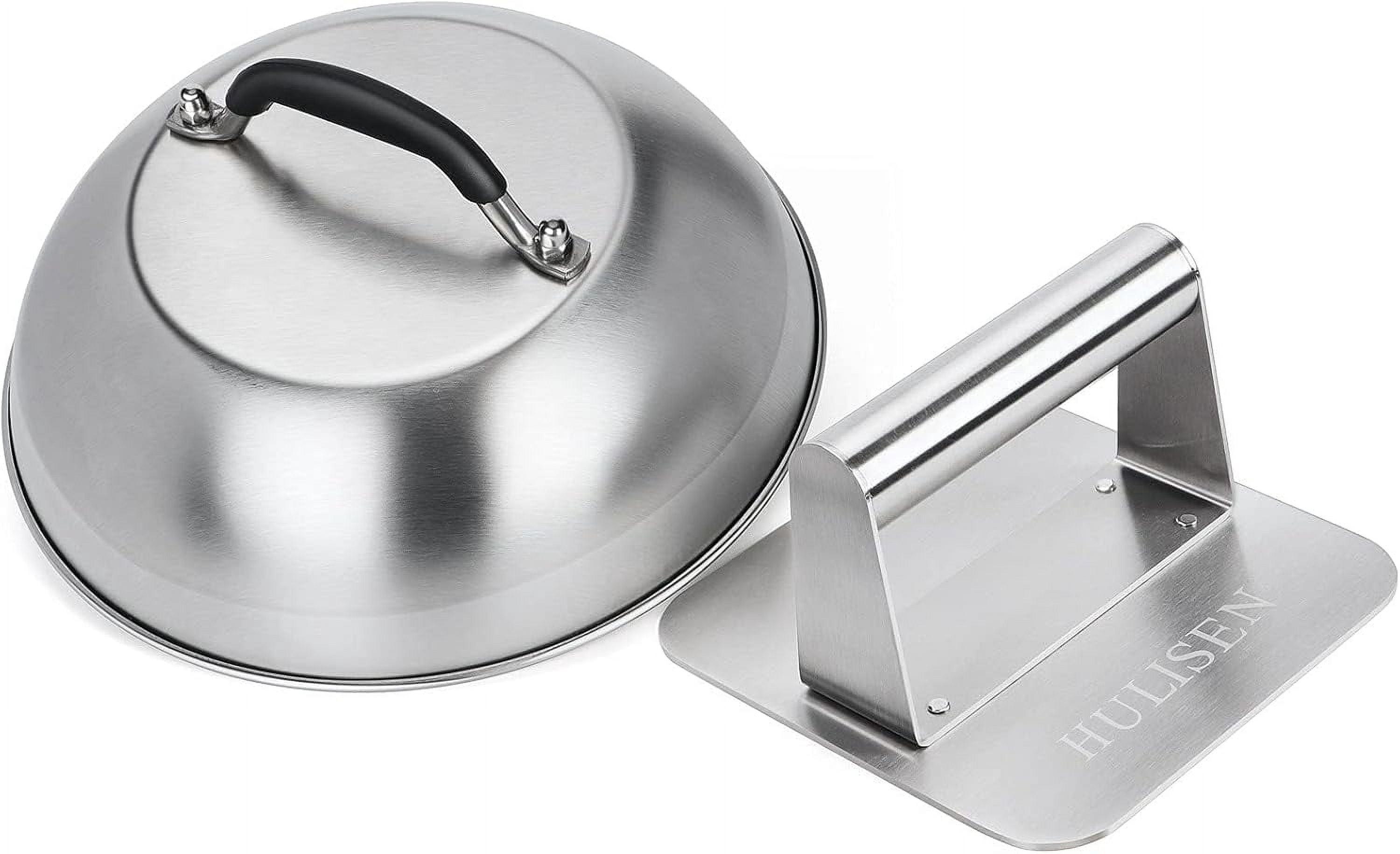 **cheese melting dome & smashed burger press, 5.5" square grill press ...