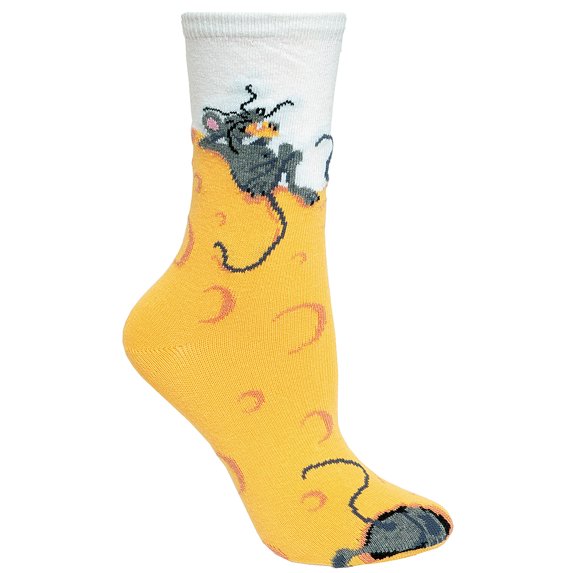 Cheese Mouse Yellow Large Cotton Socks (6 Pack) - Walmart.com