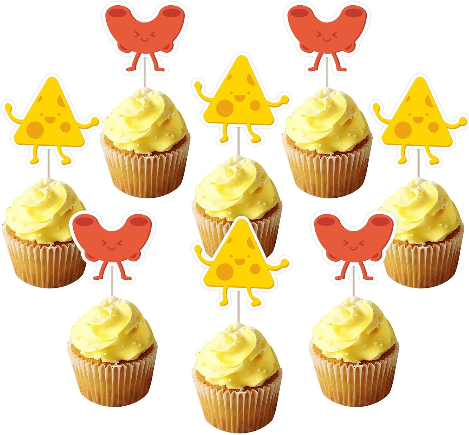 Cheese Party Decorations, 36Pcs Macaroni and Cheese Cupcake Toppers for ...