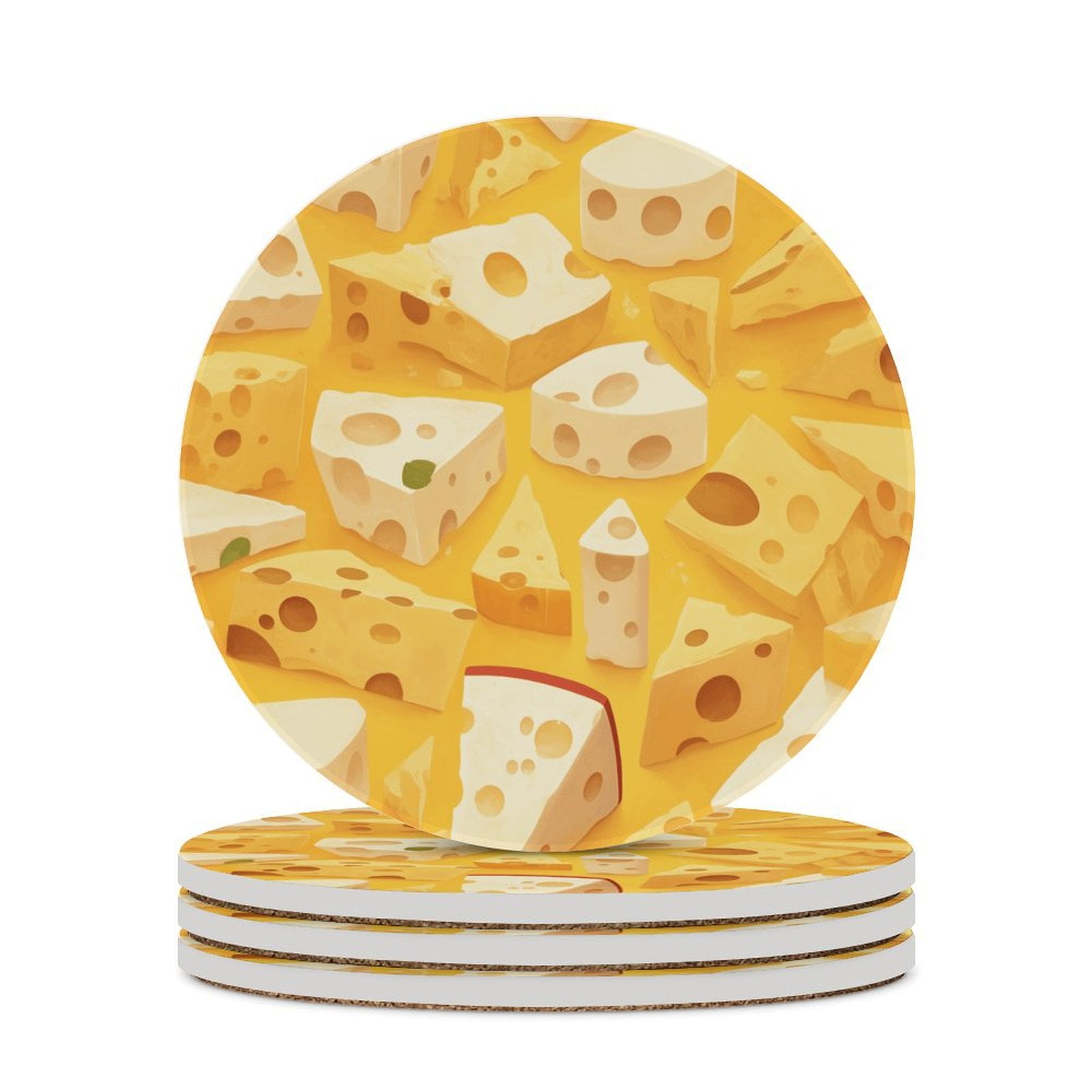 Cheese Pattern (2) Ceramic Coasters Absorbent Coasters for Drinks ...