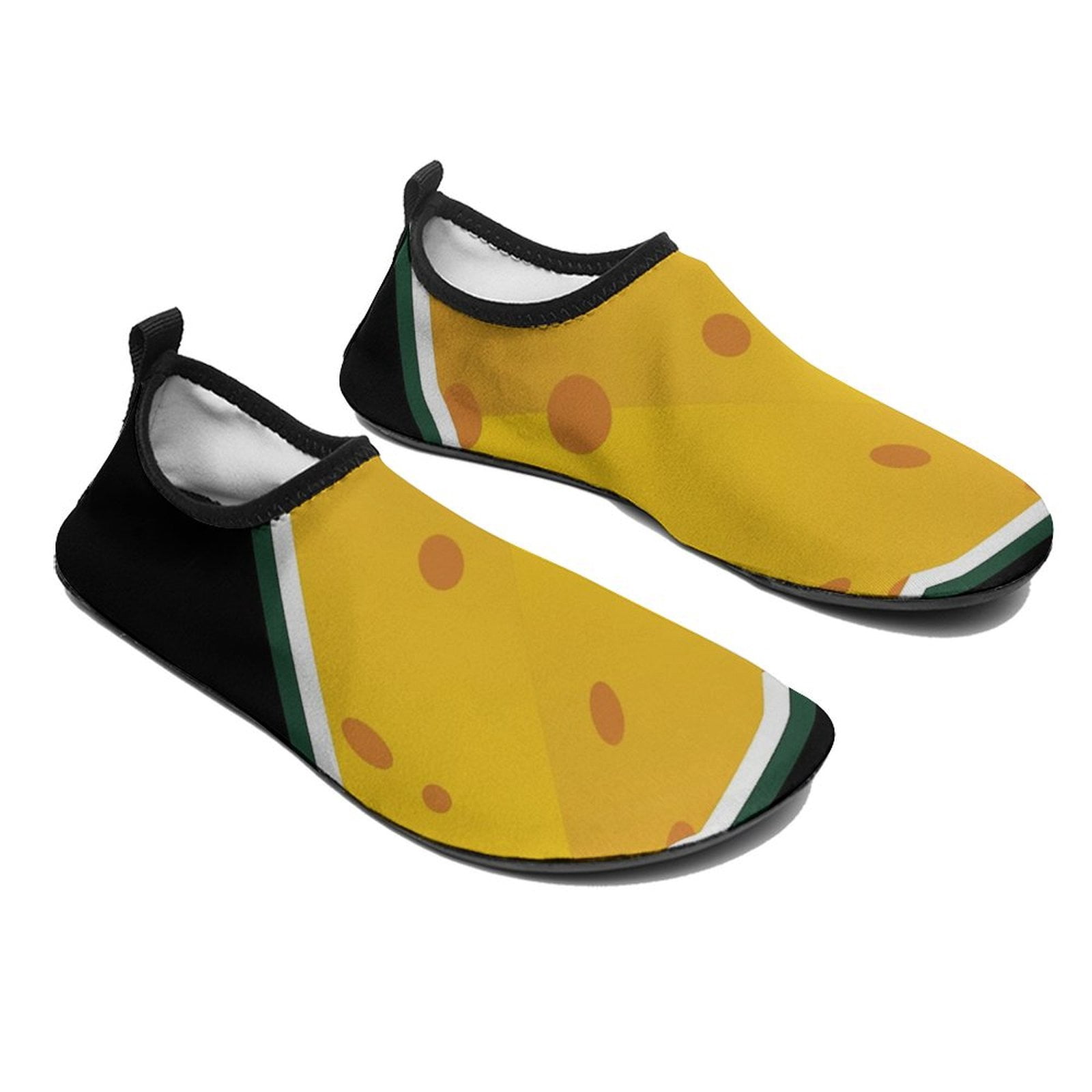Cheese Pattern On Black Water Shoes Beach Slip-on Shoes for Men Women ...
