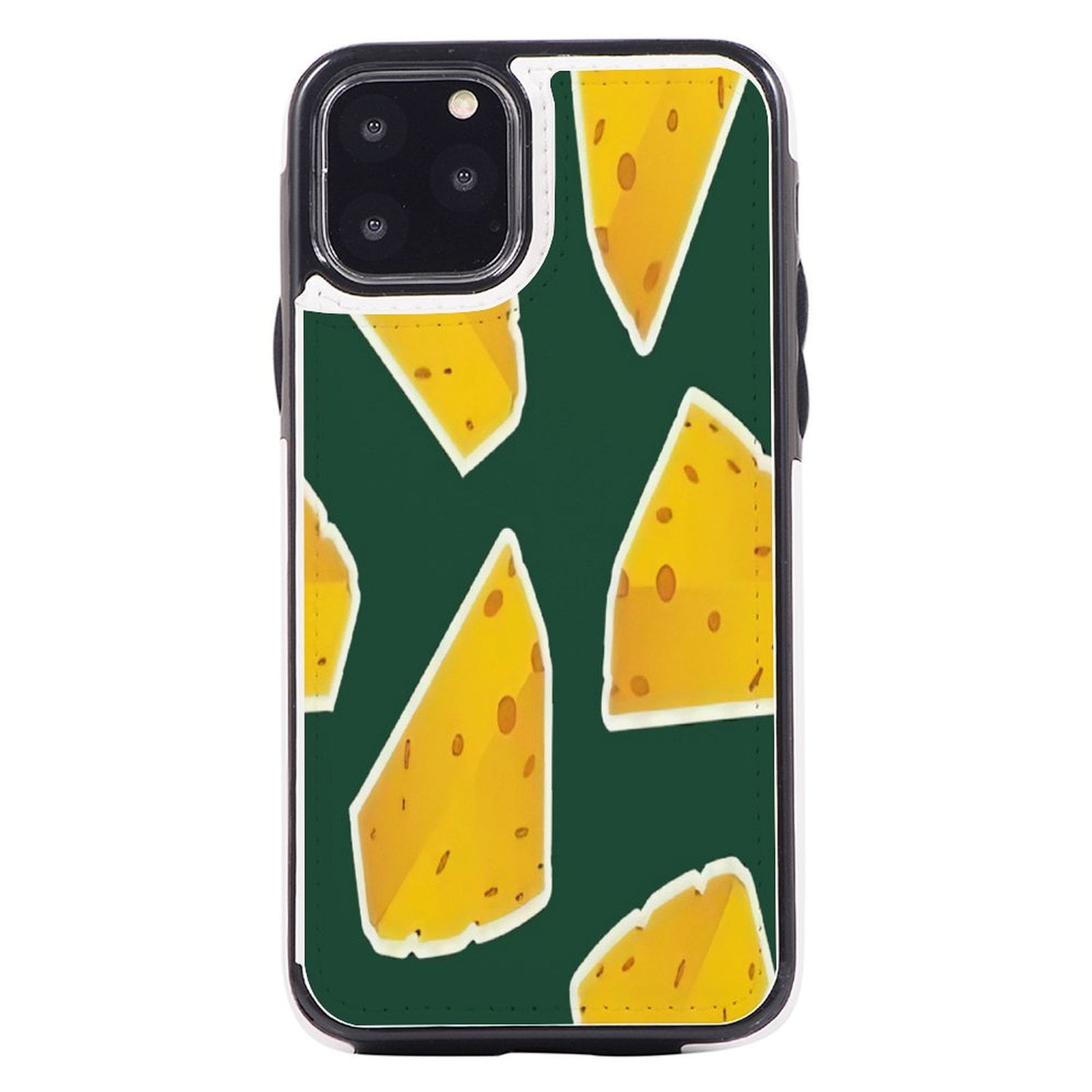 Cheese Pattern On Green Leather Wallet Case for iPhone 16 15 14 13 12 ...