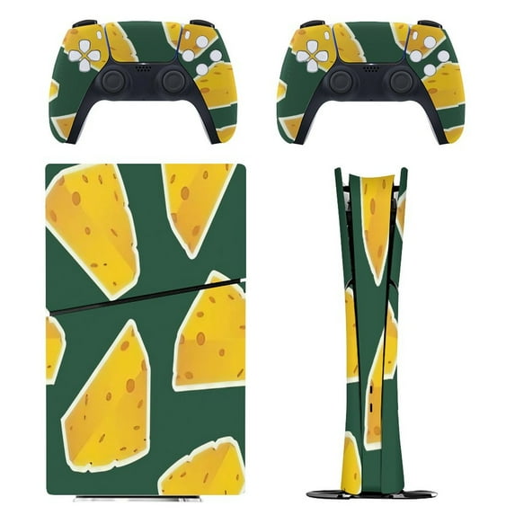 Cheese Pattern On Green PS5/PS5 Pro/PS5 Slim Digital Disc Skin Sticker ...