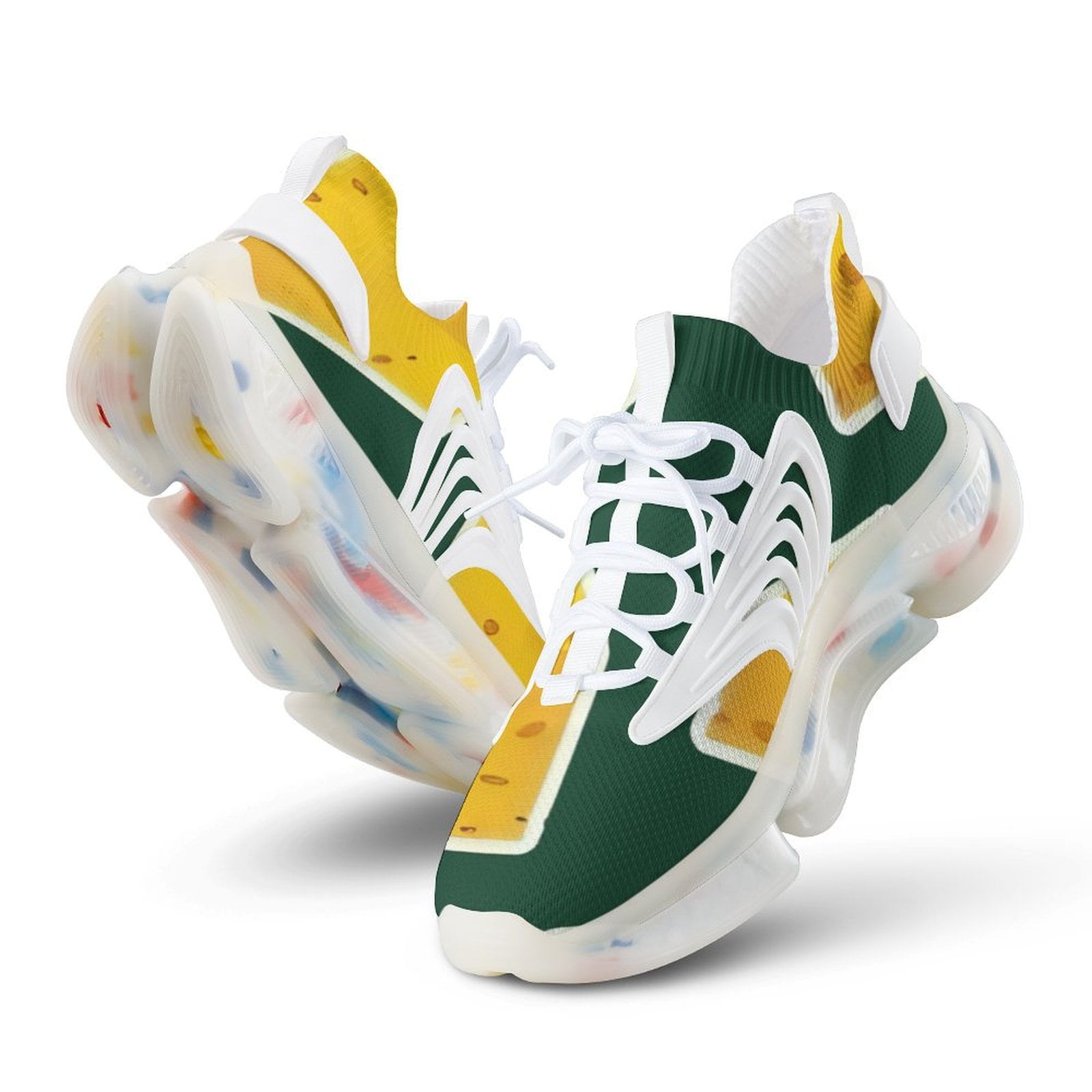 Cheese Pattern On Green Walking Shoes for Men Woman Lightweight Tennis ...