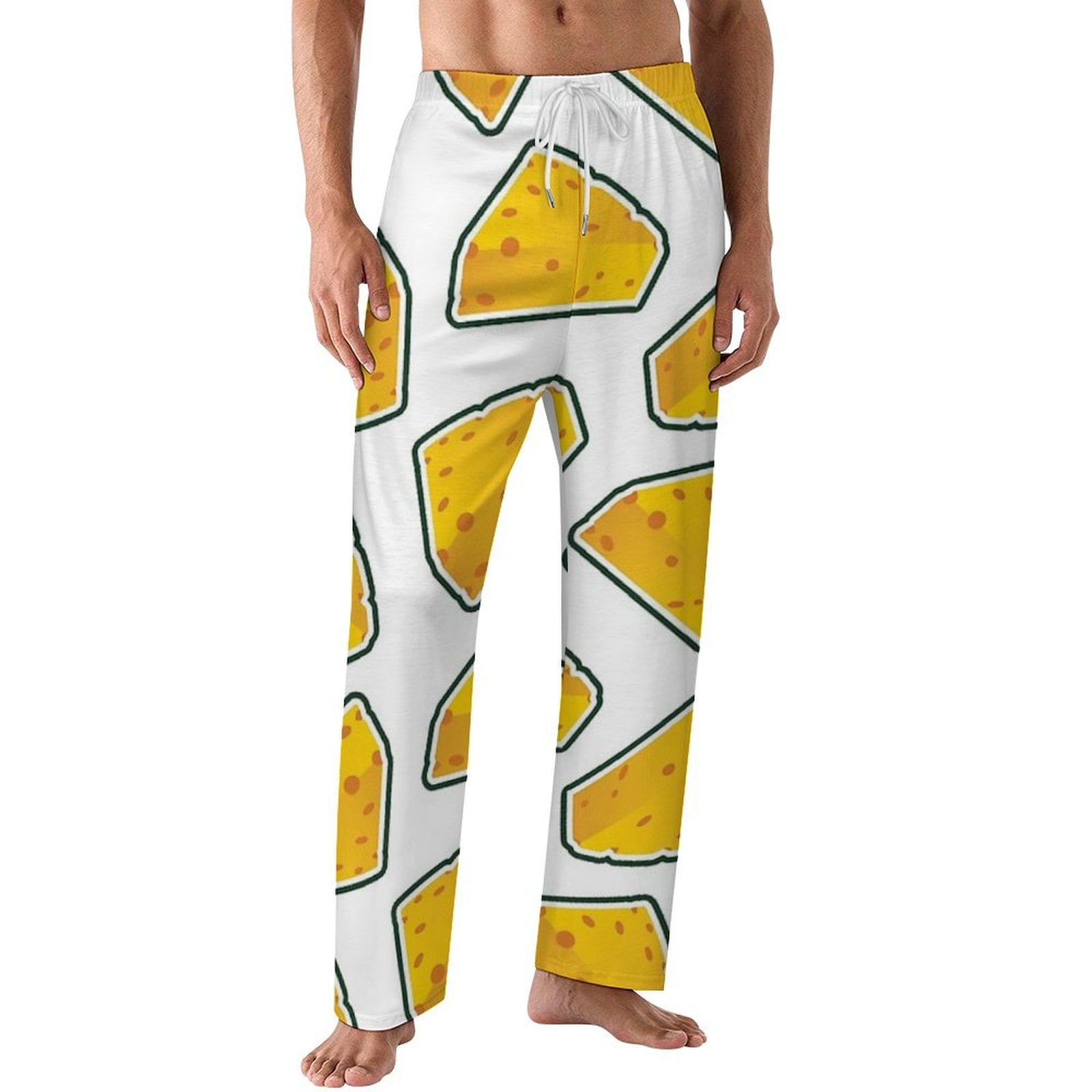 Cheese Pattern On White Background Mens Pajamas Pajama Pants Mens ...