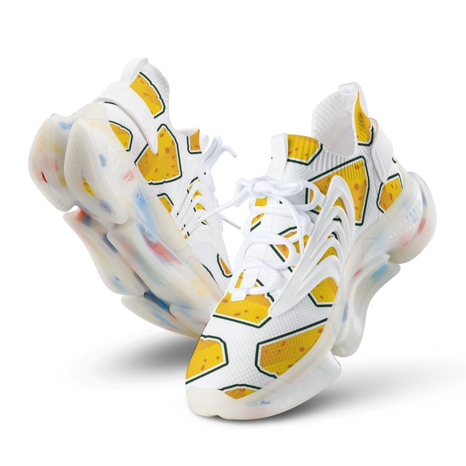 Cheese Pattern On White Background Walking Shoes for Men Woman ...