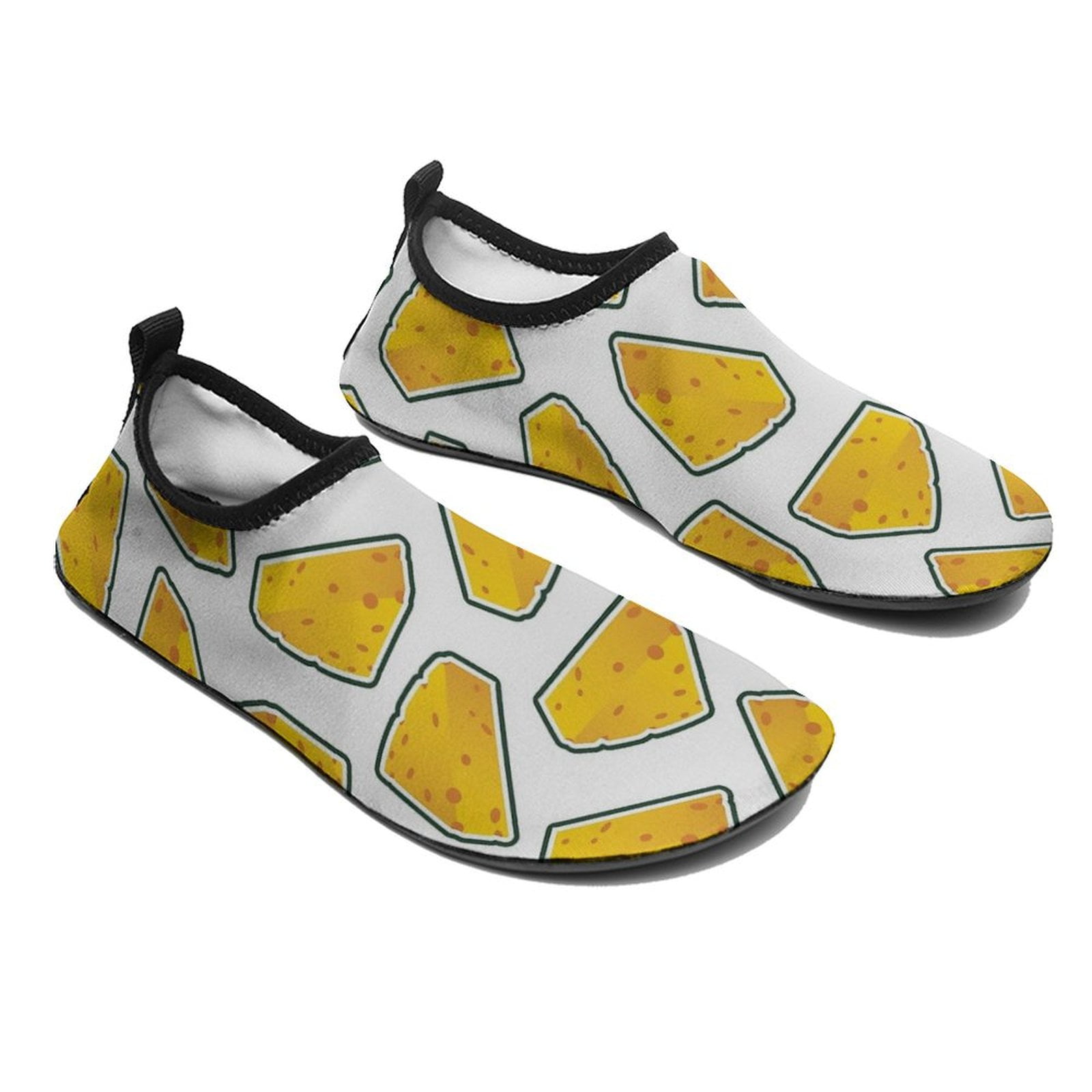 Cheese Pattern On White Background Water Shoes Beach Slip-on Shoes for ...
