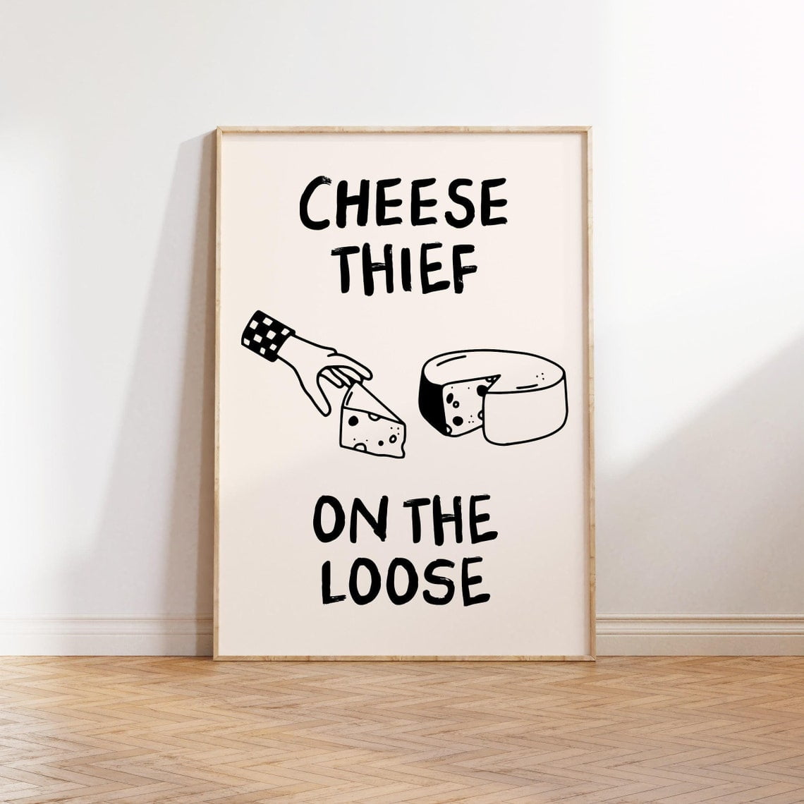 Cheese Print Funny Cheese Poster Kitchen Art Food Typography Wall Art ...