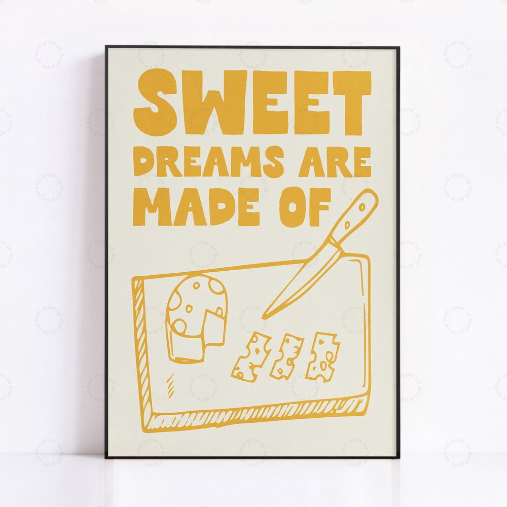 Cheese Print Kitchen Print Food Typography Wall Art Dining Room Bold ...