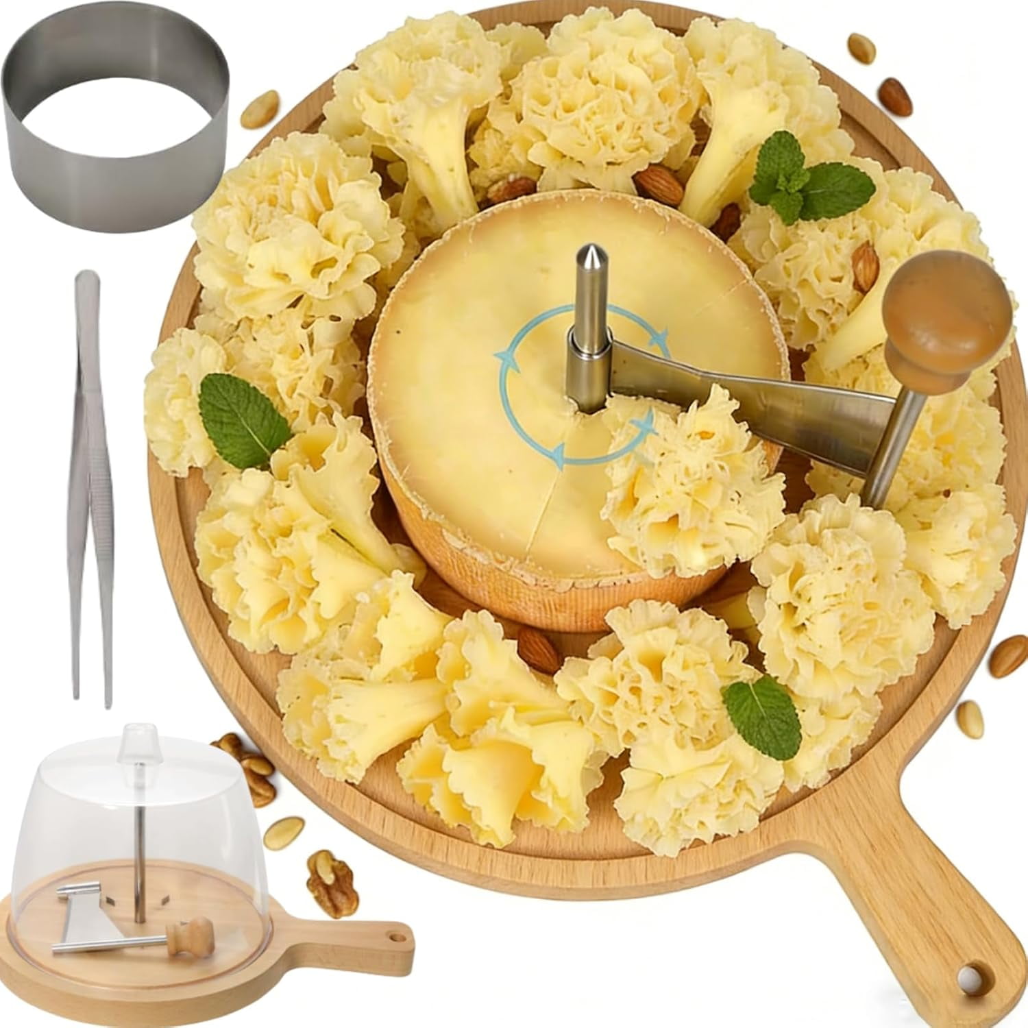 Cheese Shaver- Cheese Curler, Upgrade Rotary Cheese Grater Hand Crank ...