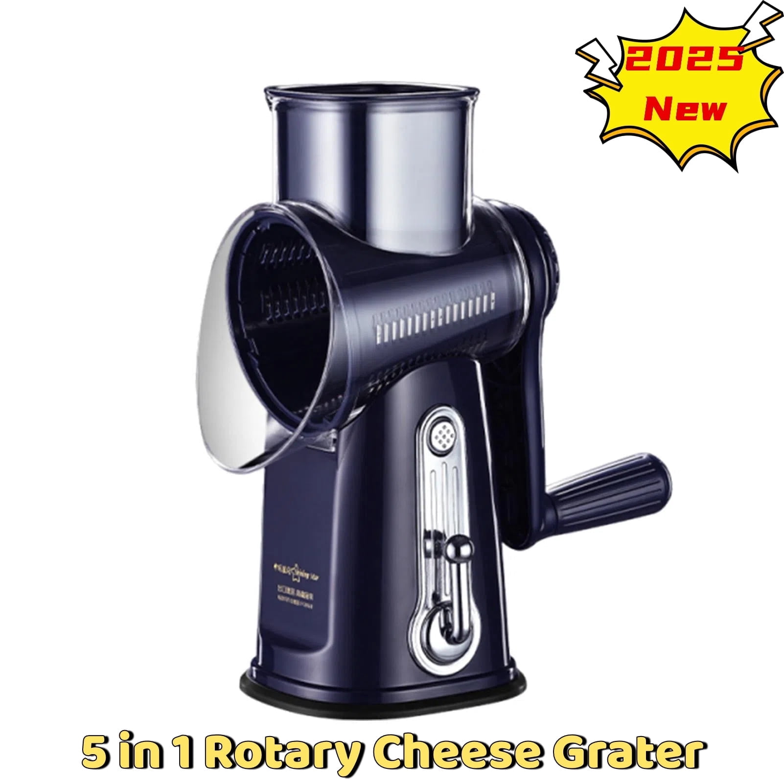 Cheese Shredder - Cheese Grater Hand Crank - 5 in 1 Rotary Cheese ...