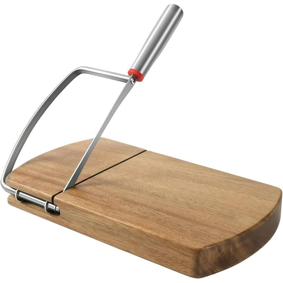 Cheese Slicer for Block Cheese, Acacia Wood Base, Stainless Steel Blade ...