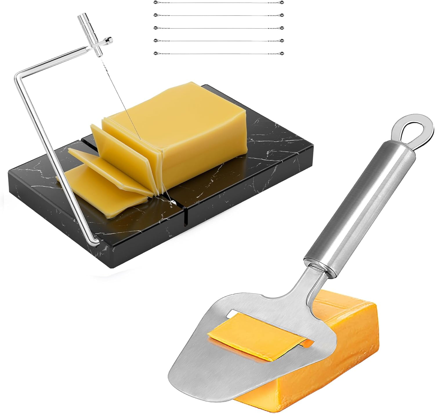 Cheese Slicer Cheese Cutter and Heavy Duty Marble Board Cheese Slicer ...