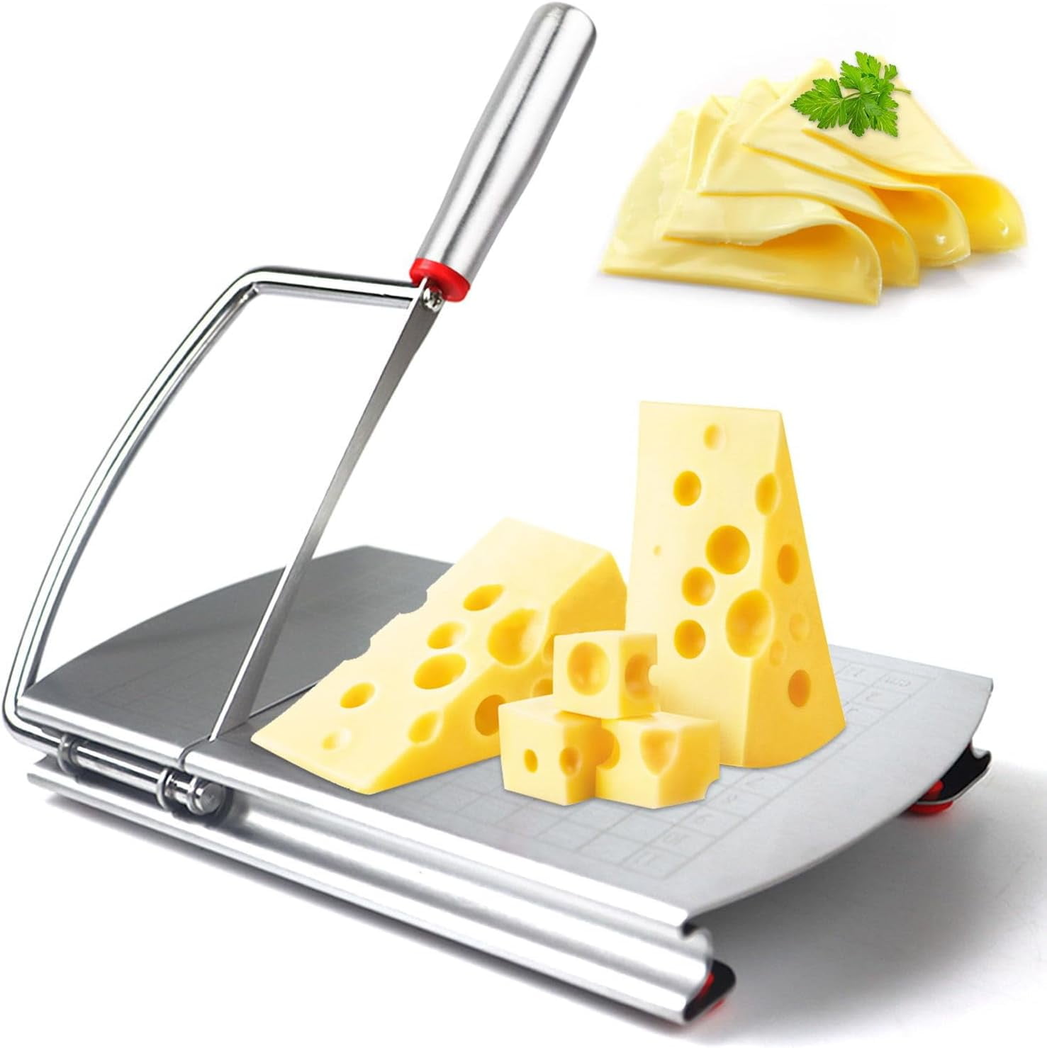 Cheese Slicer Stainless Steel Cheese Cutter Board with Blade for Block ...