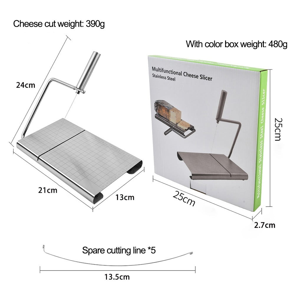 Cheese Slicer, Stainless Steel Cheese Slicer with Size Scale, Wire ...