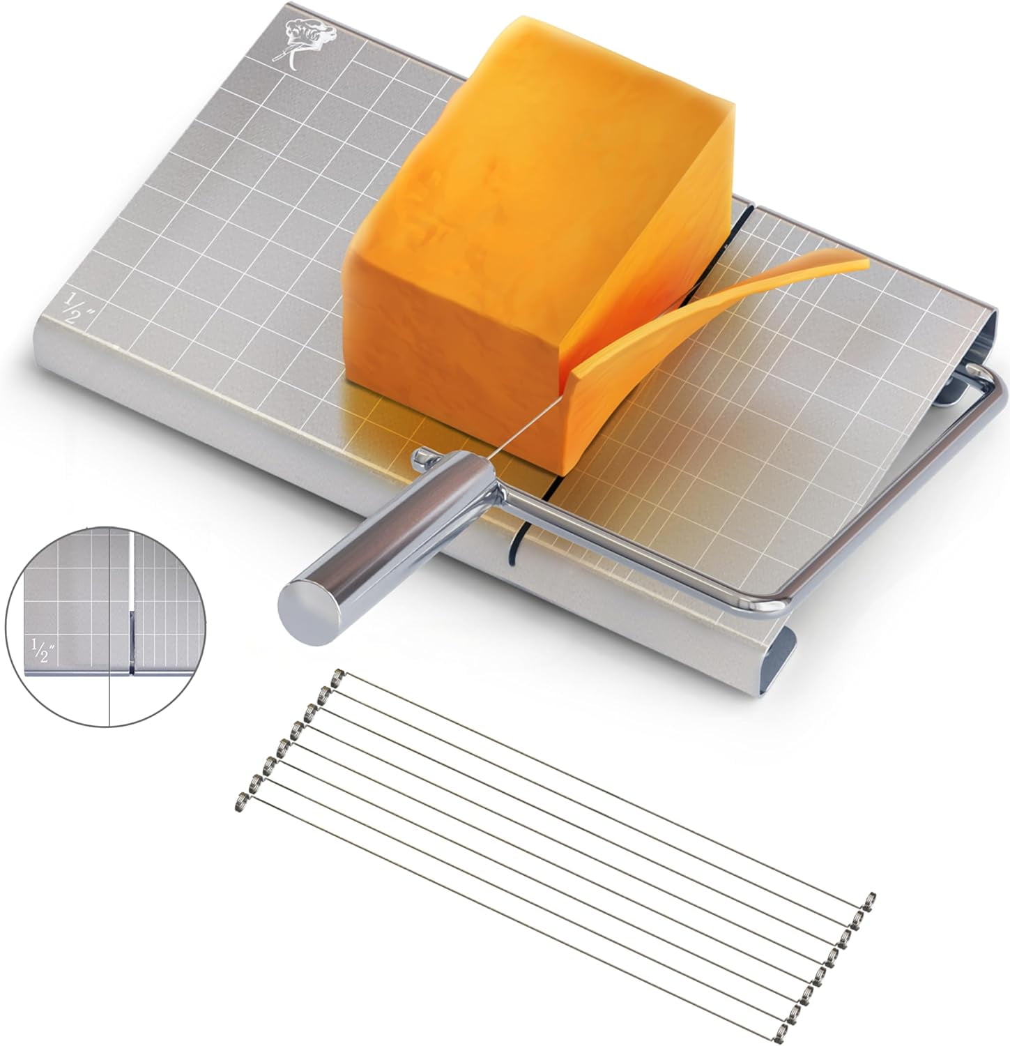 Cheese Slicer With Wire - Cheese Slicers for Block Cheese Incl. 8 Extra ...