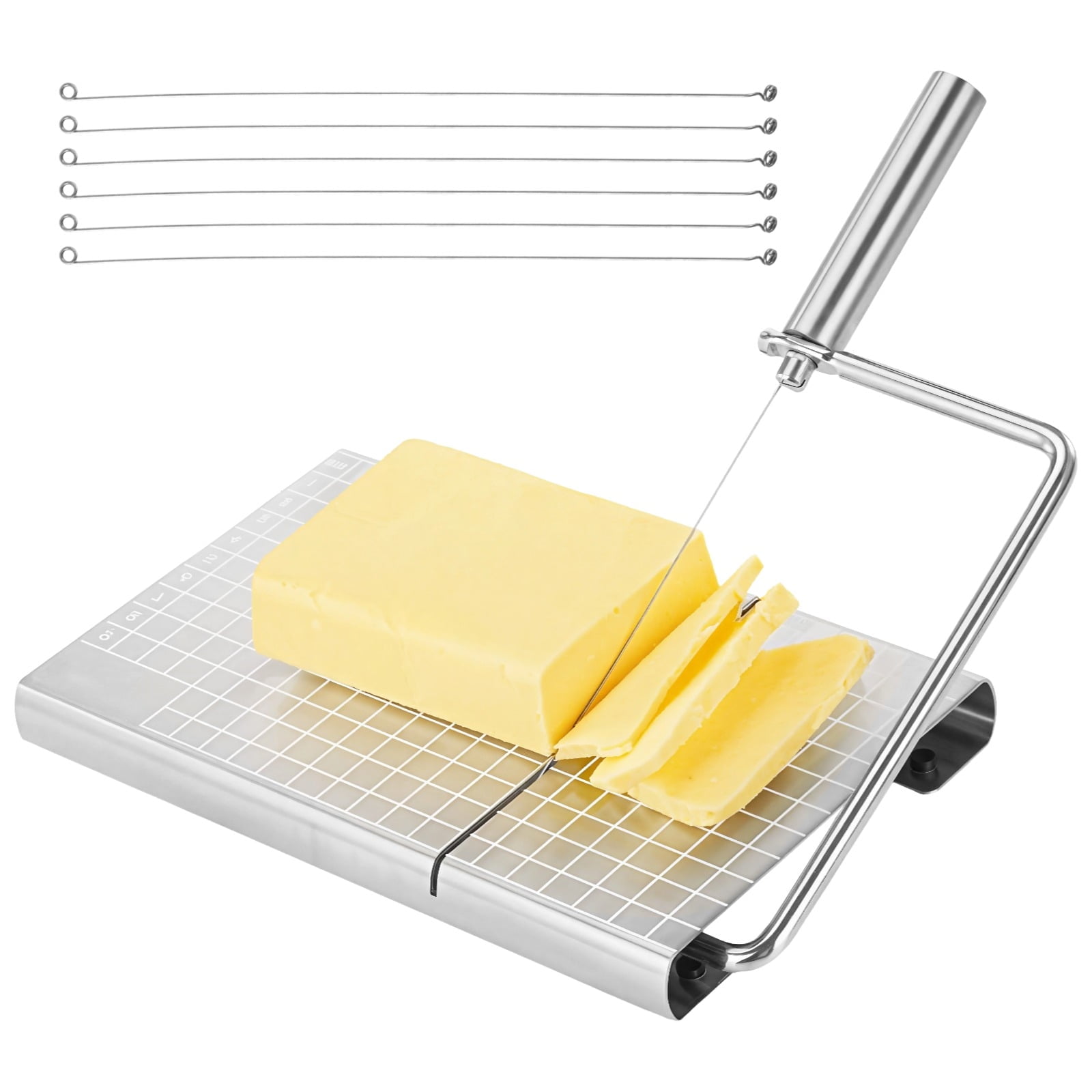 6-Wire Cheese Slicer Kit - Stainless Steel Cutter with Measurement ...