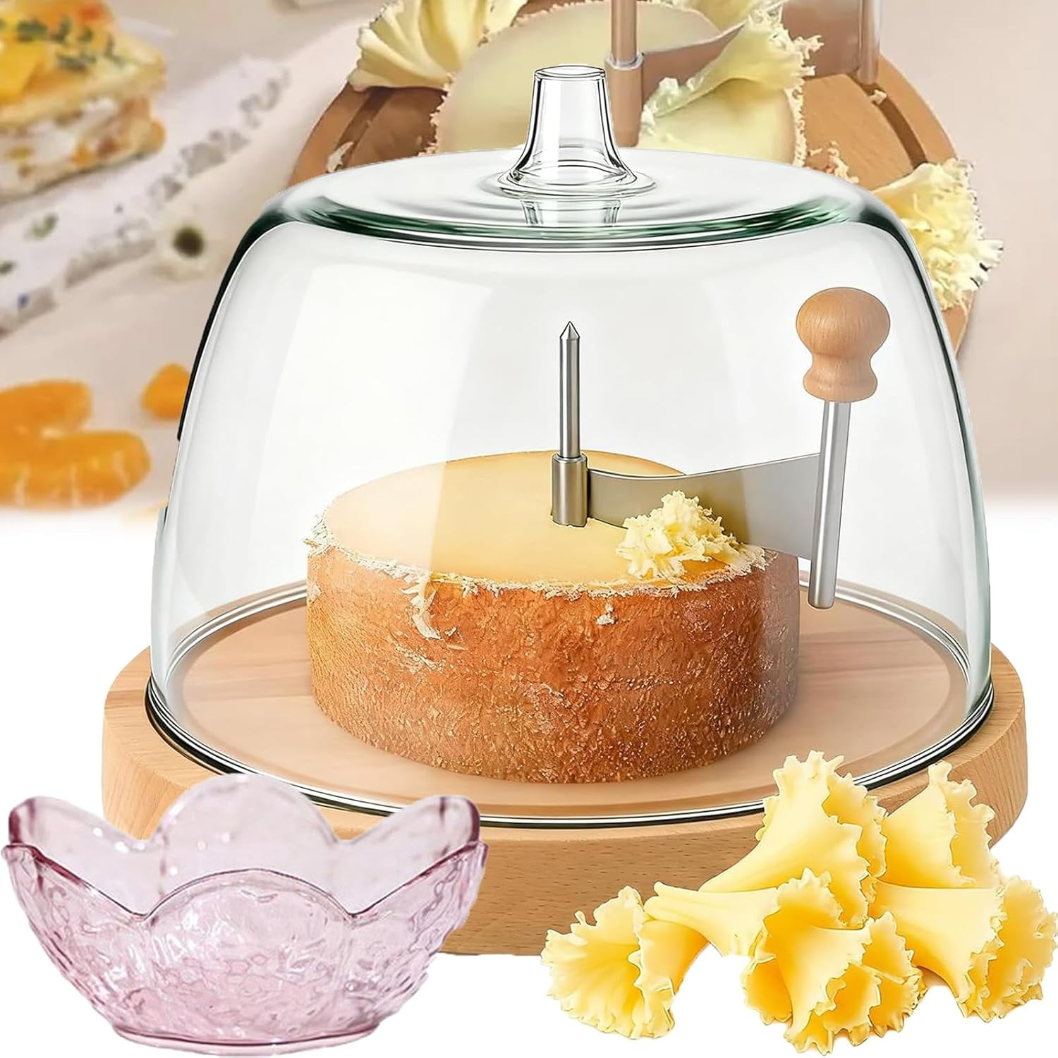 Cheese Spinner, Cheese Curler with Lid, Rotary Cheese Slicer, Cheese ...