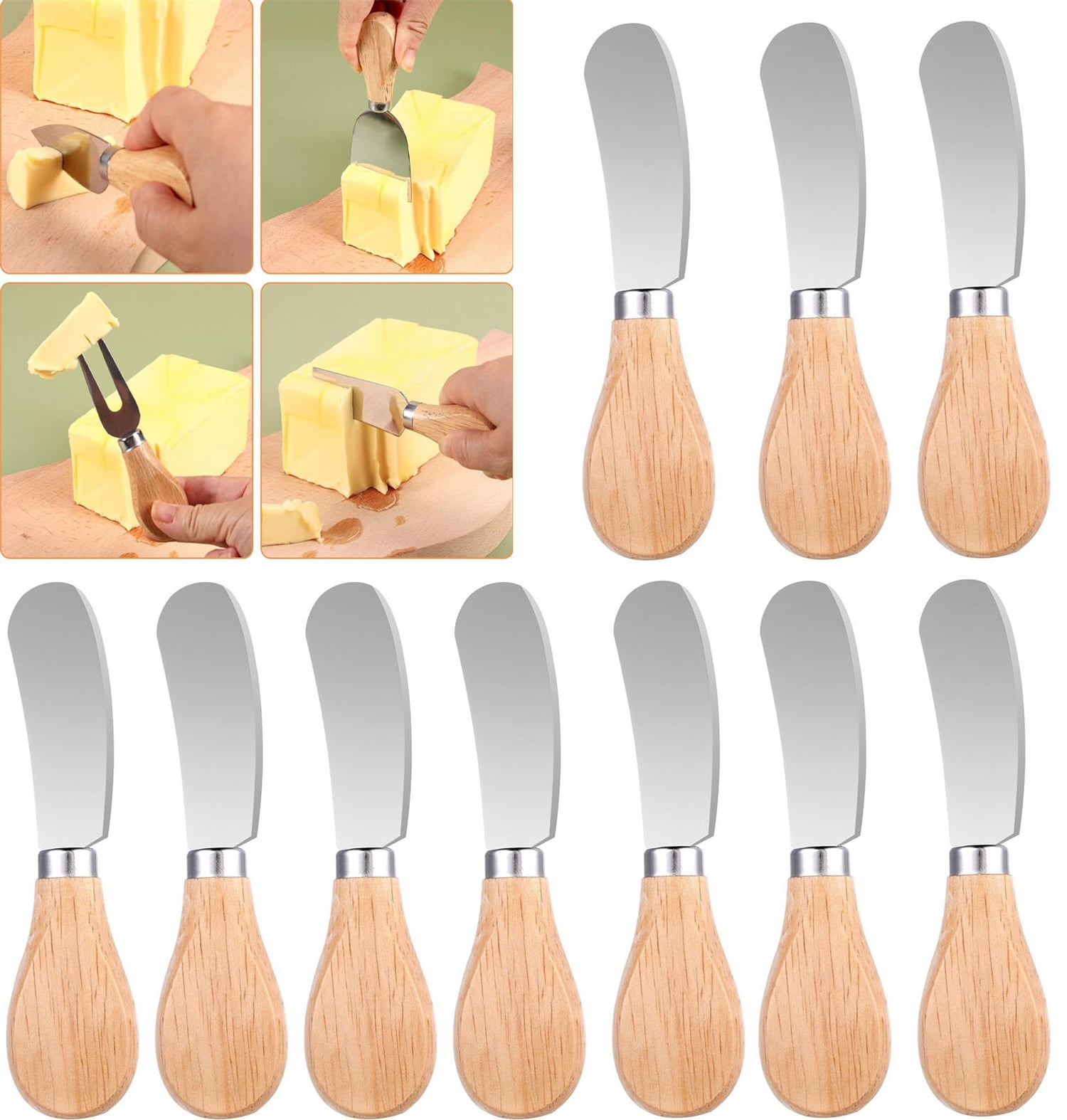 Cheese Spreader Knives,Mini Butter Knife Spreader with Wooden Handle ...