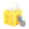Cheese Squeeze Toy With 2 Mice Figurines - Cute Stress Relief Fidget ...