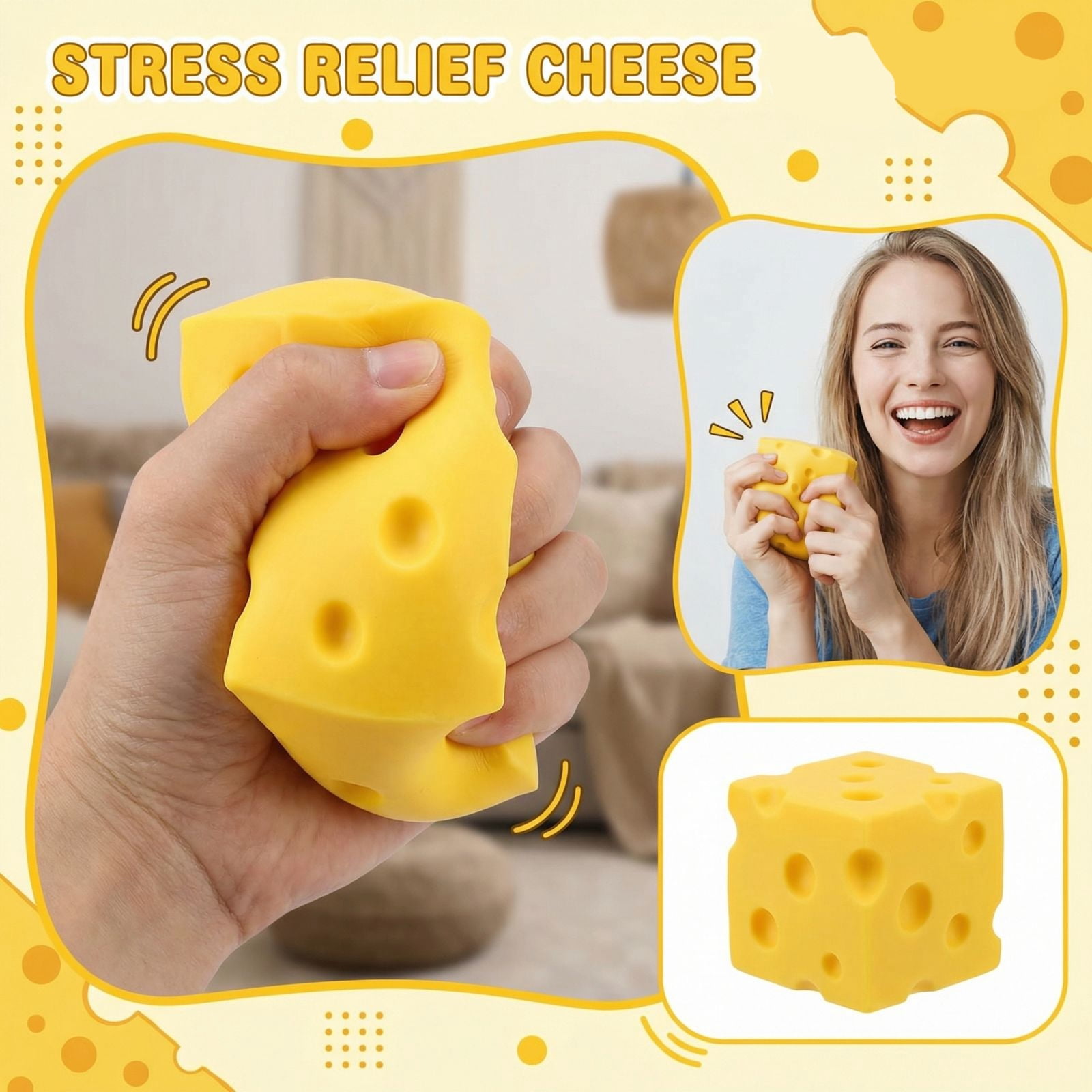 Cheese Squishy Fidget Toys Stress Balls for Adults Cheese Squeeze ...
