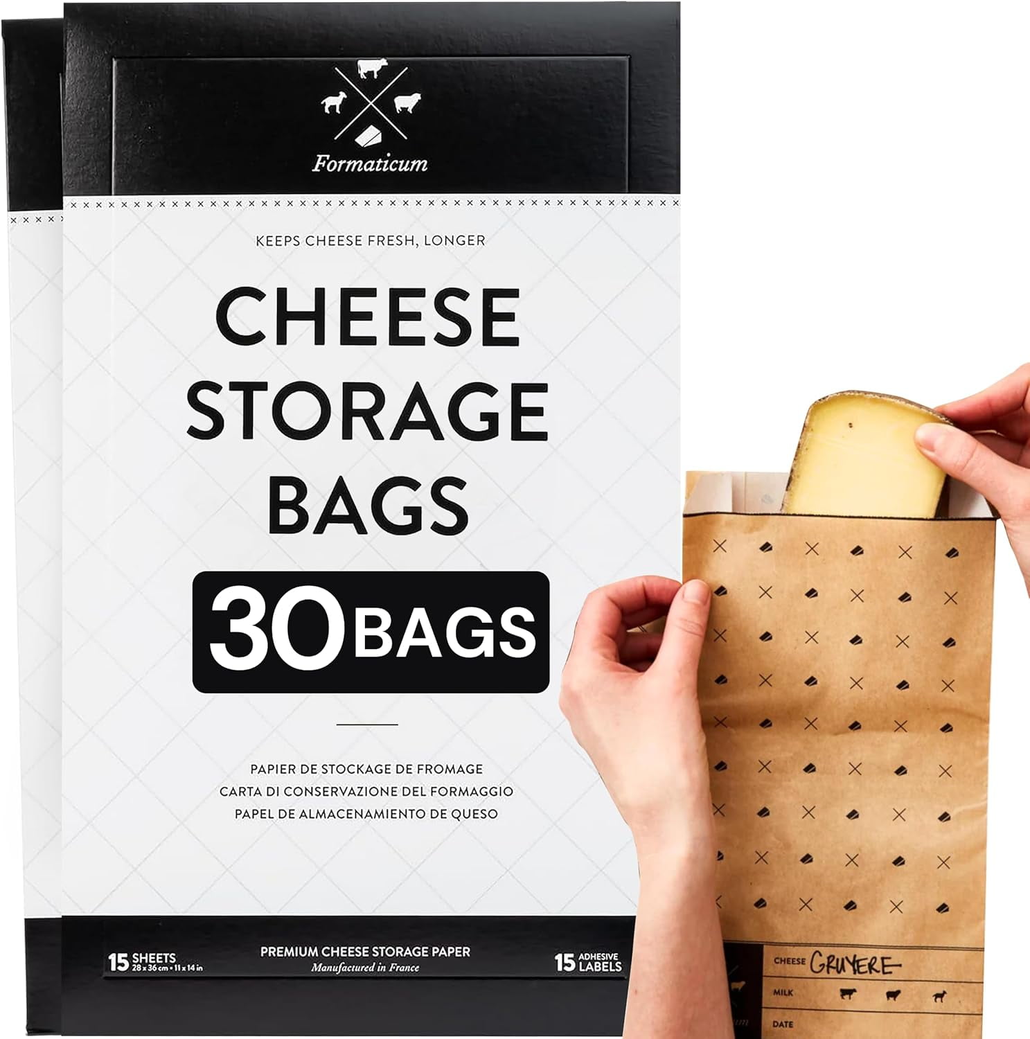 Cheese Storage Bags - Wax Paper Bags to Keep Cheese or Charcuterie ...