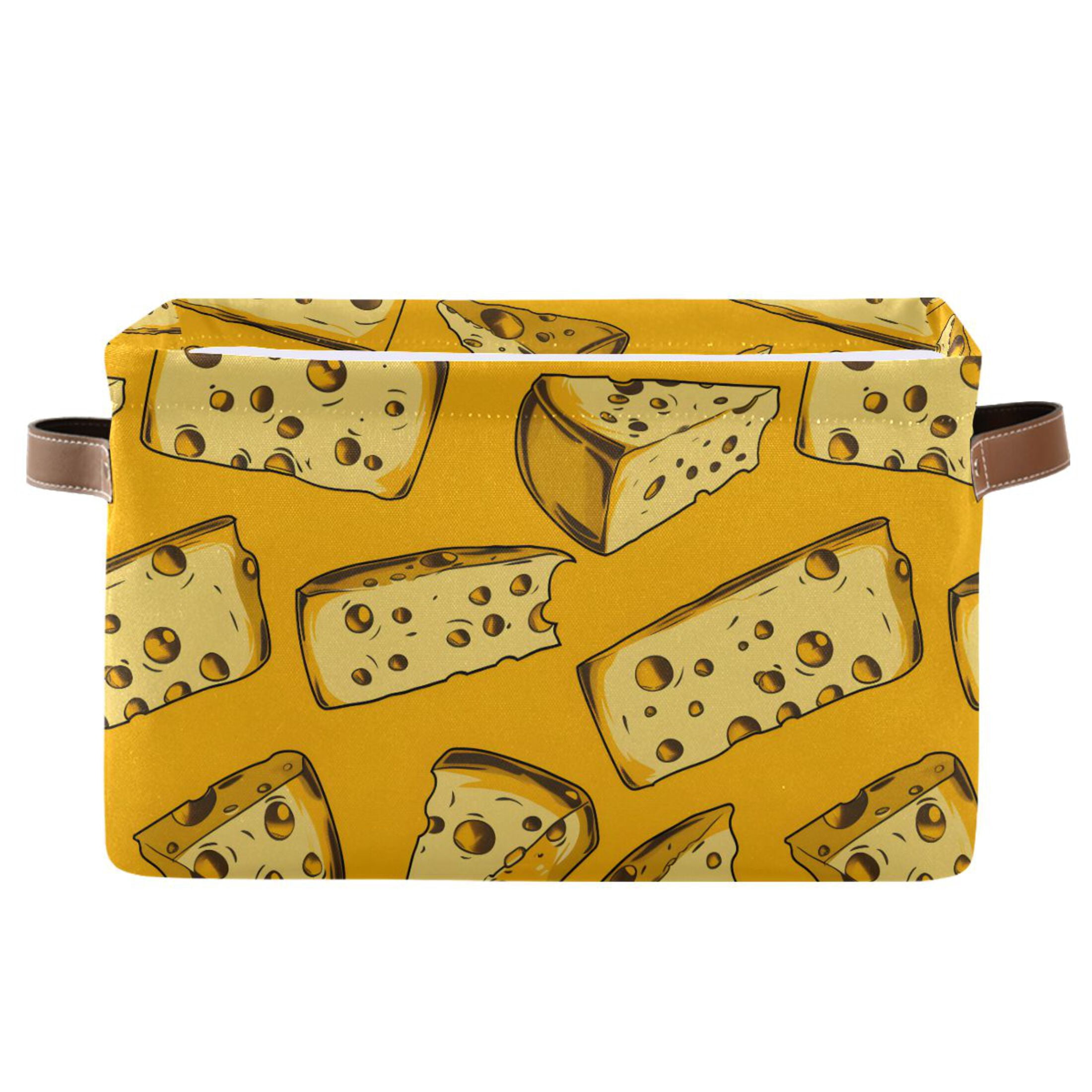 Cheese Storage Bins with Handle Fabric Organizer Basket Foldable Box 1 ...