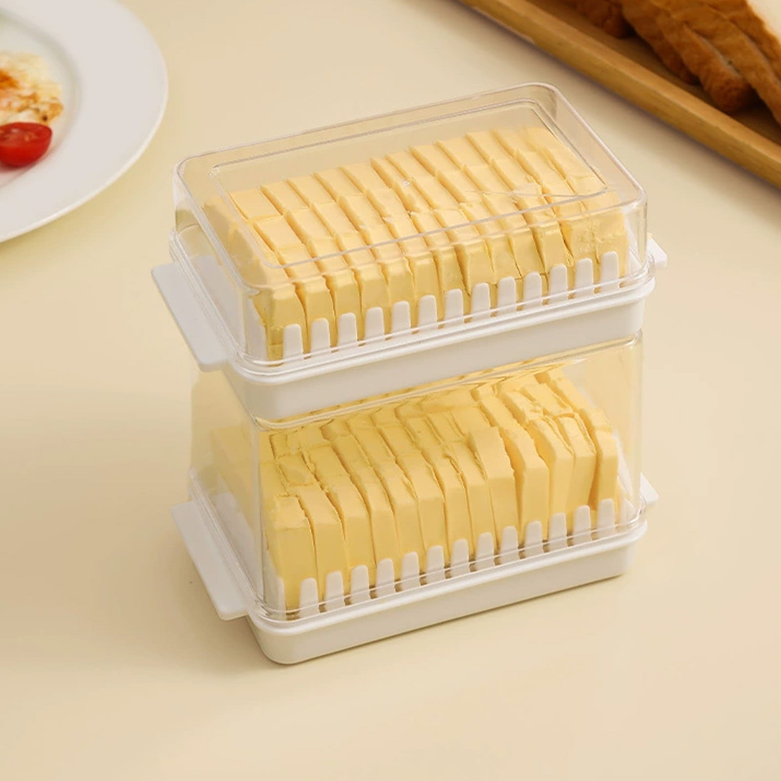 Cheese Storage Box, Food Preservation Container, Clear Lid, Stackable ...