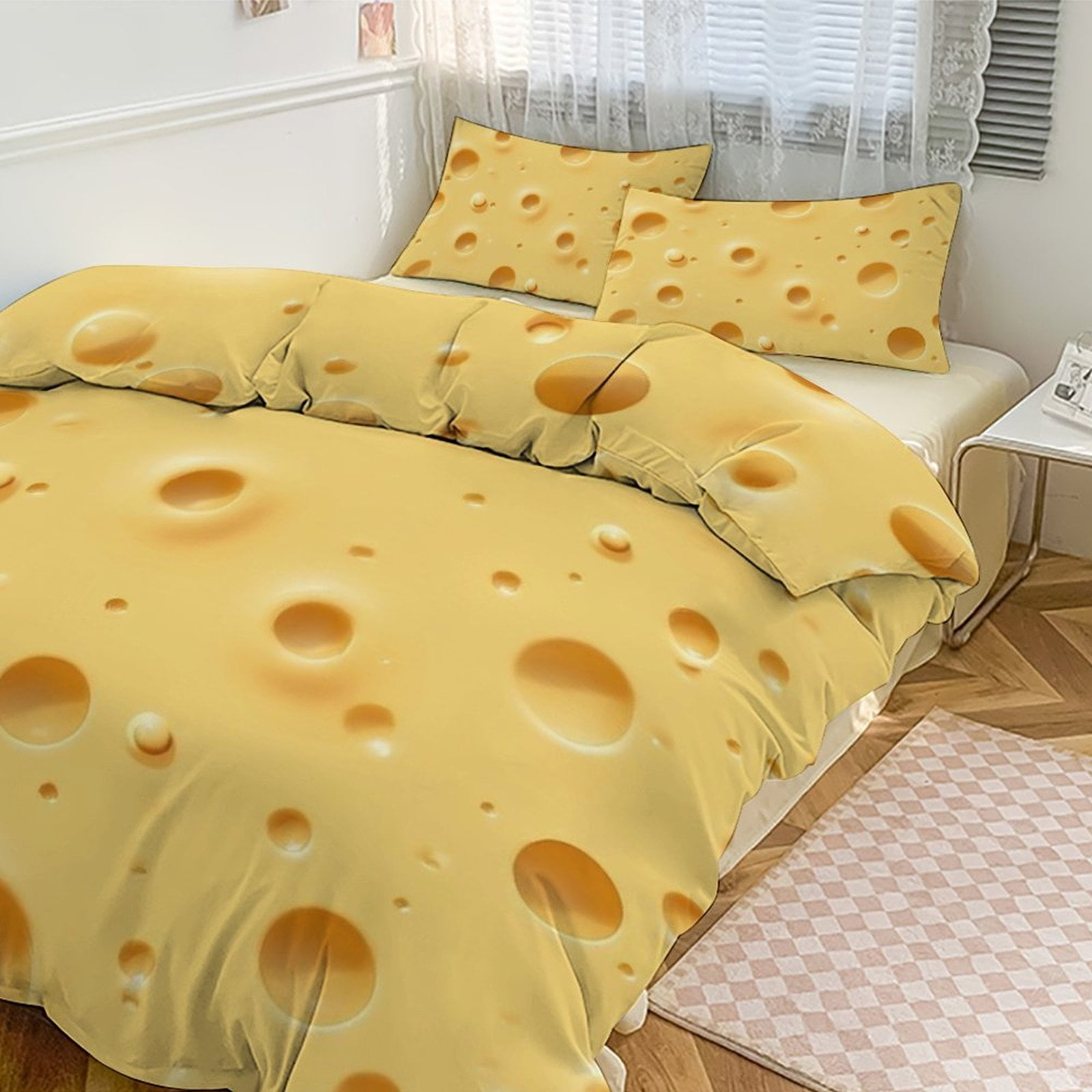 Cheese Texture Print 79"x90" 3 Pcs Soft Bedding Set Includes 1 Duvet ...