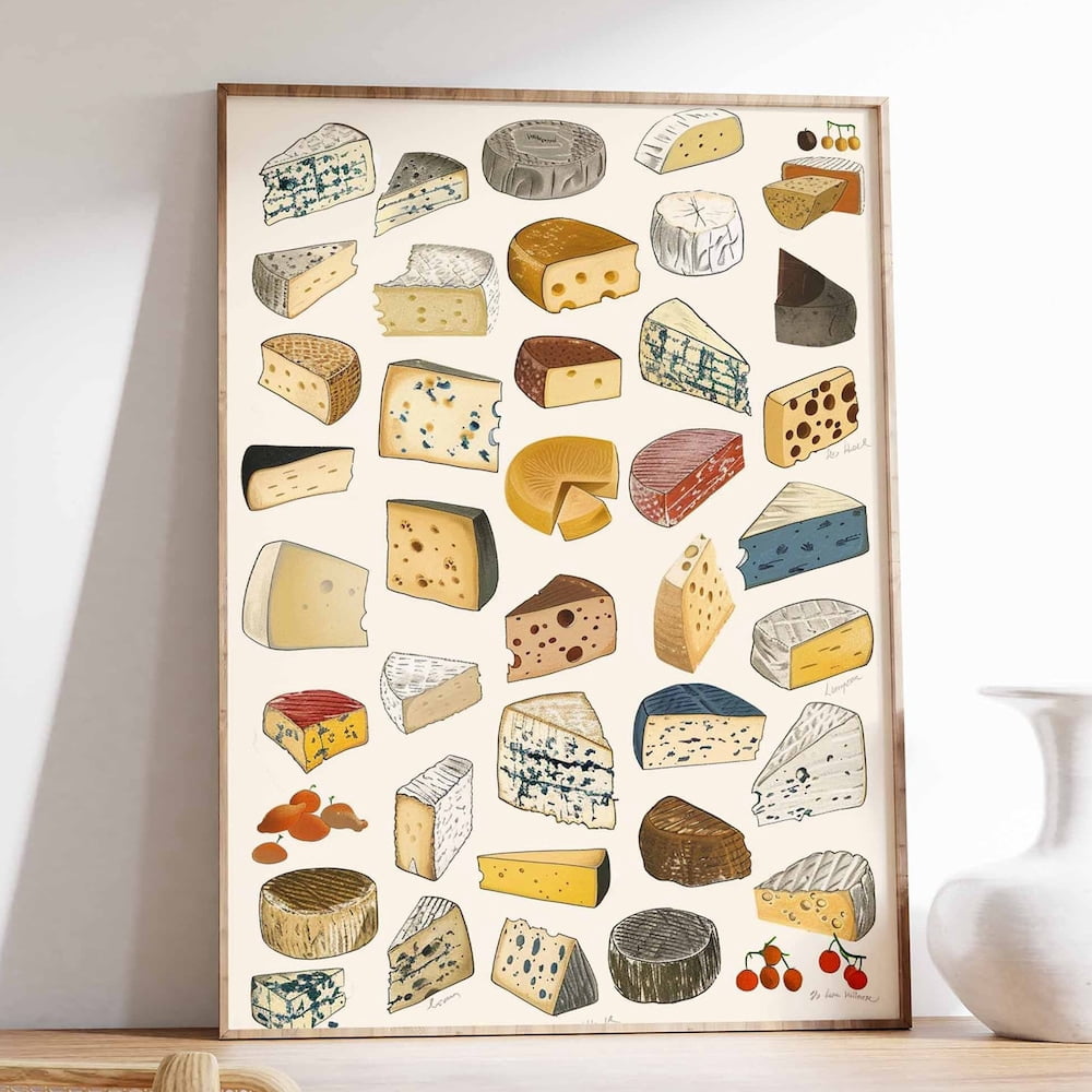 Cheese Varieties Gourmet Kitchen Guide Wall Poster UNFRAMED PAPER ...