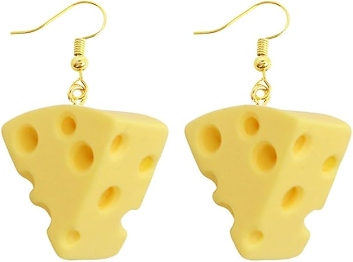 Cheese Wheel Slice 3D Earring Earrings Drop Gold Triangle Mice Mouse ...