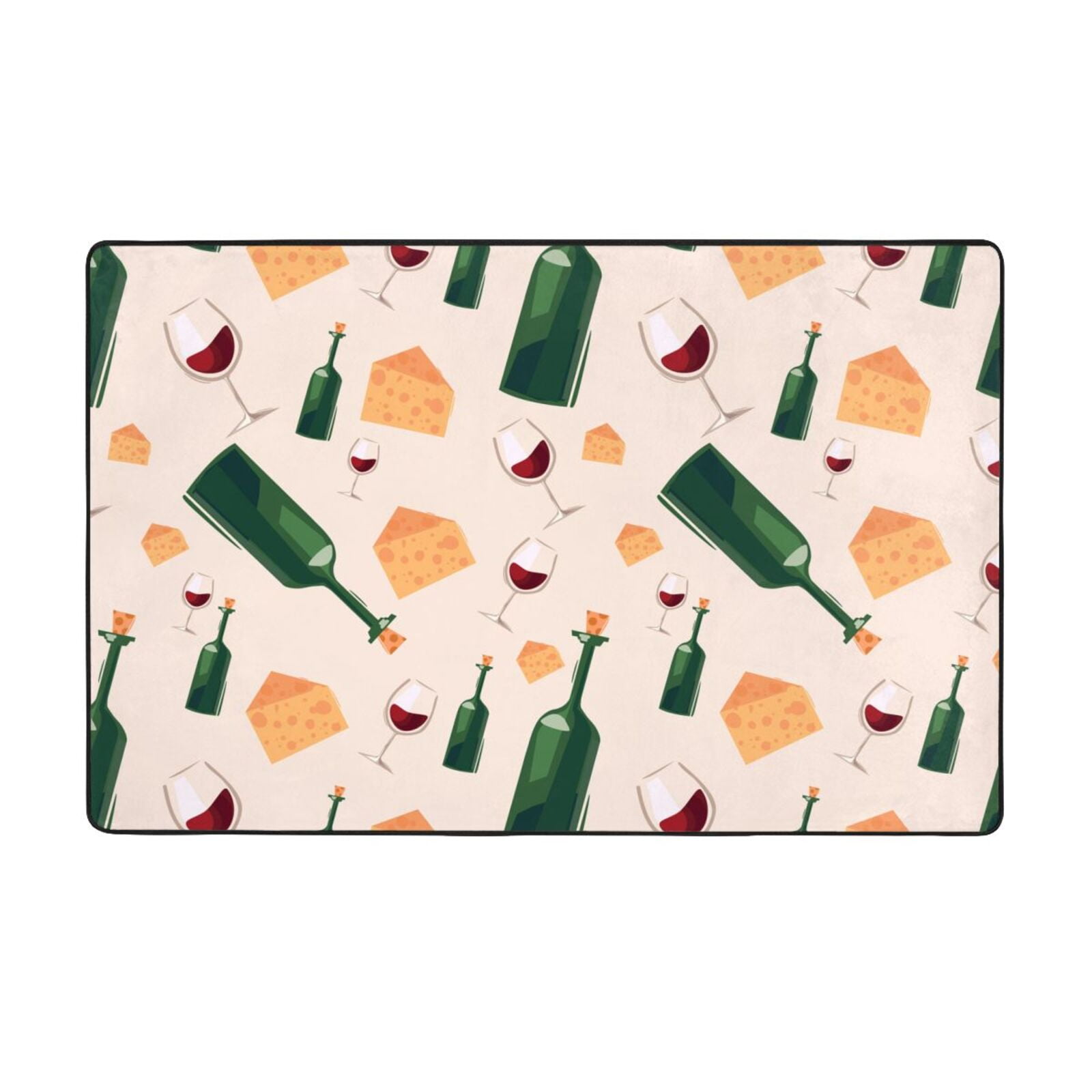 Cheese Wine Bottle Print Universal Door Mat Indoor Entrance, 60×39 Non ...
