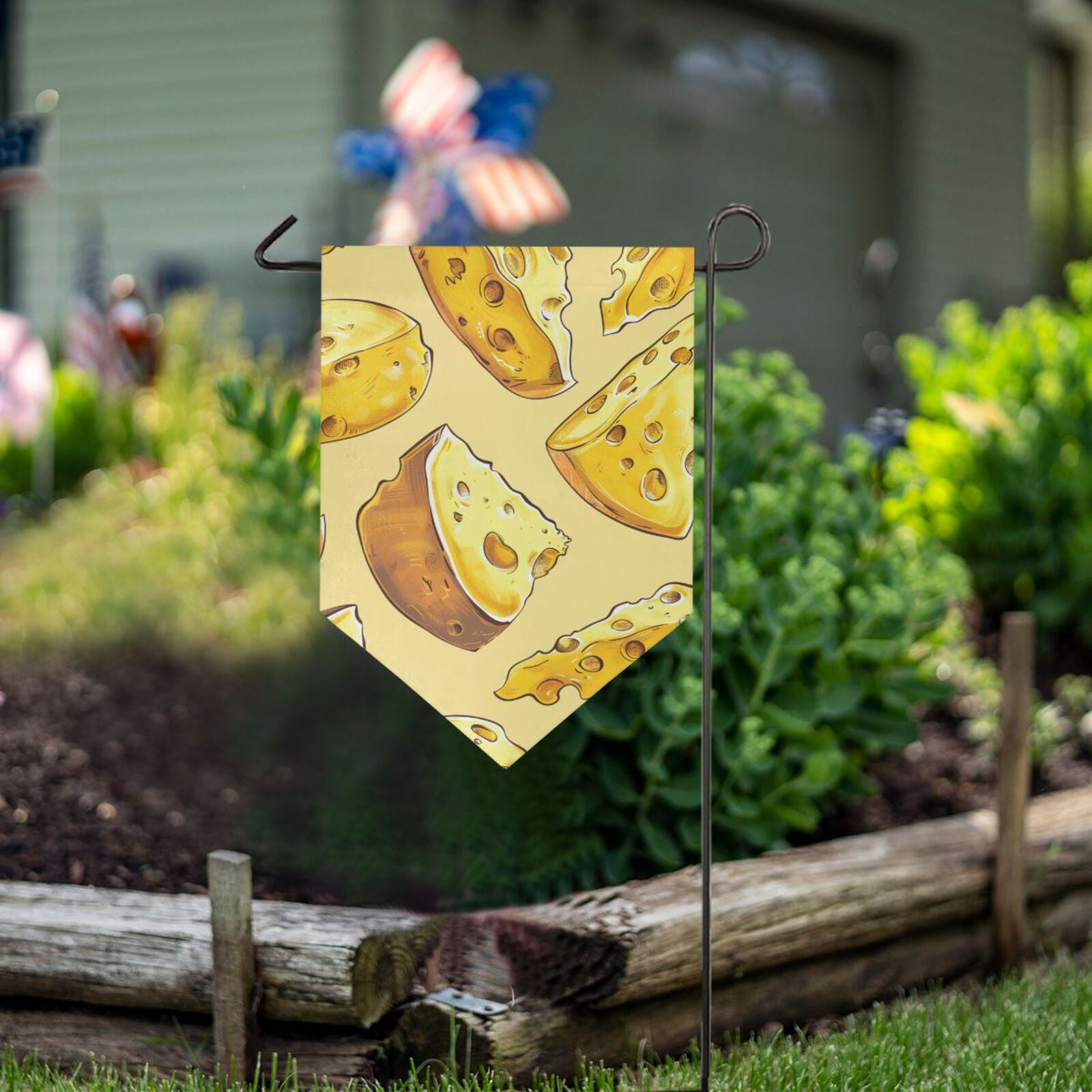 Cheese Yellow Garden Flag 18" x 12.5" Double Sided Yard Lawn Outdoor ...