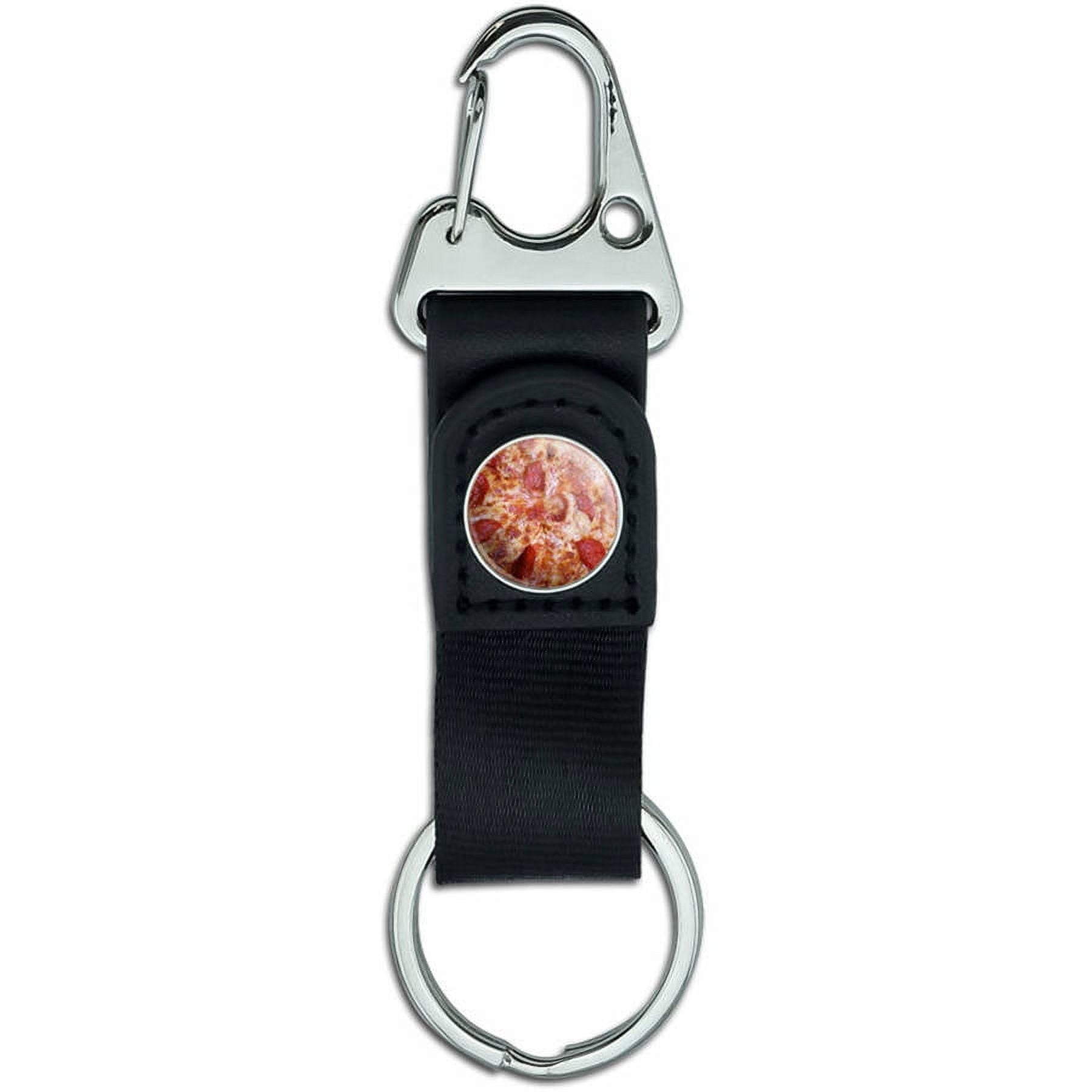 Cheese and Pepperoni Pizza Pie Belt Clip On Carabiner Leather Keychain ...