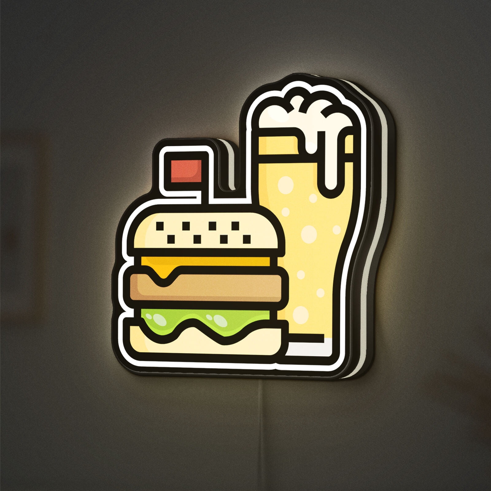 Cheeseburger 3D Novelty Light Box, Fast Food and Beer Themed Lamp Decor ...