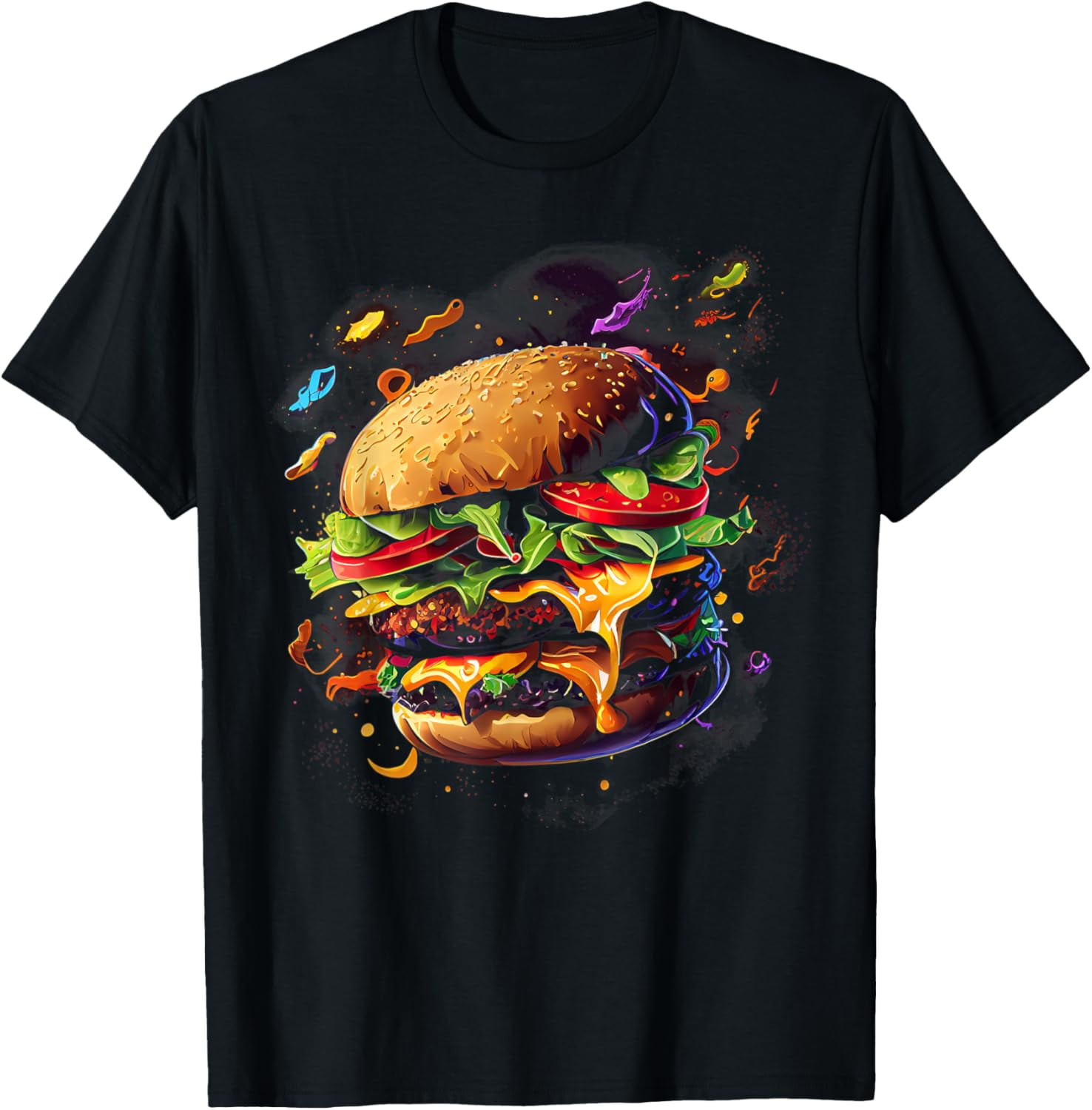 Cheeseburger Hamburger Burger Funny Food Graphic Tee T-Shirt - Walmart.com