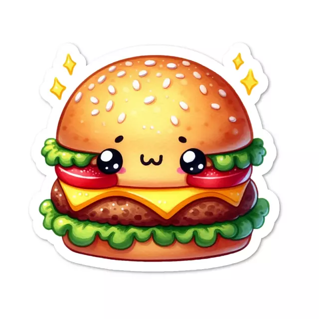 Cheeseburger Kawaii Sticker Water Resistant, Scrapbooking, Laptop,Phone ...
