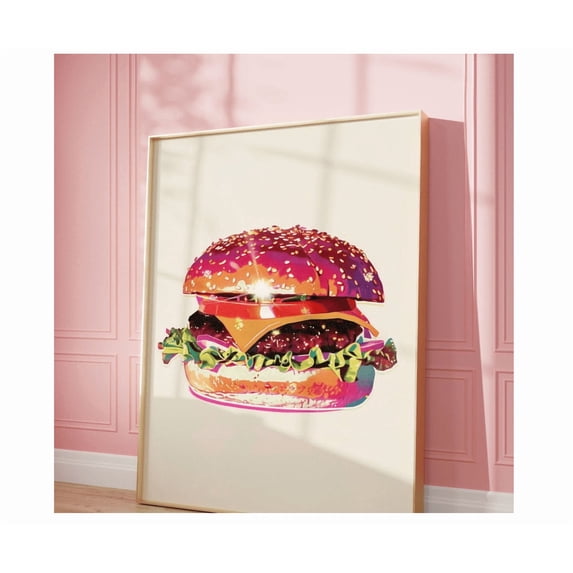 Cheeseburger Retro Art Kitchen Wall Decor Home Decor Office Wall Art ...