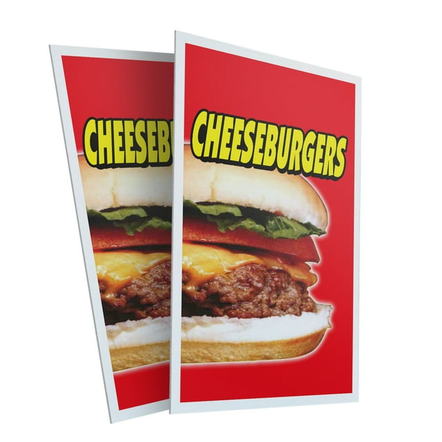 Cheeseburgers (2-PACK) 24" x 36" Plastic Signs | Sign Insert 4mm ...