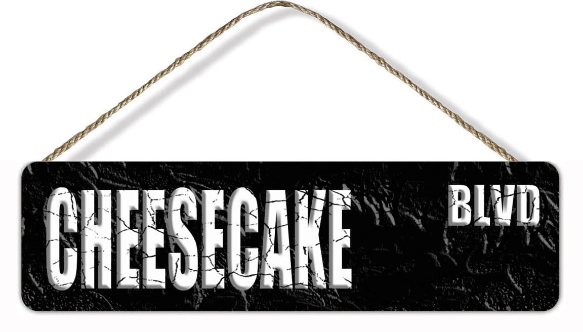 Cheesecake Blvd Street Wooden Hanging Sign Plaque With Rope Wall Home ...