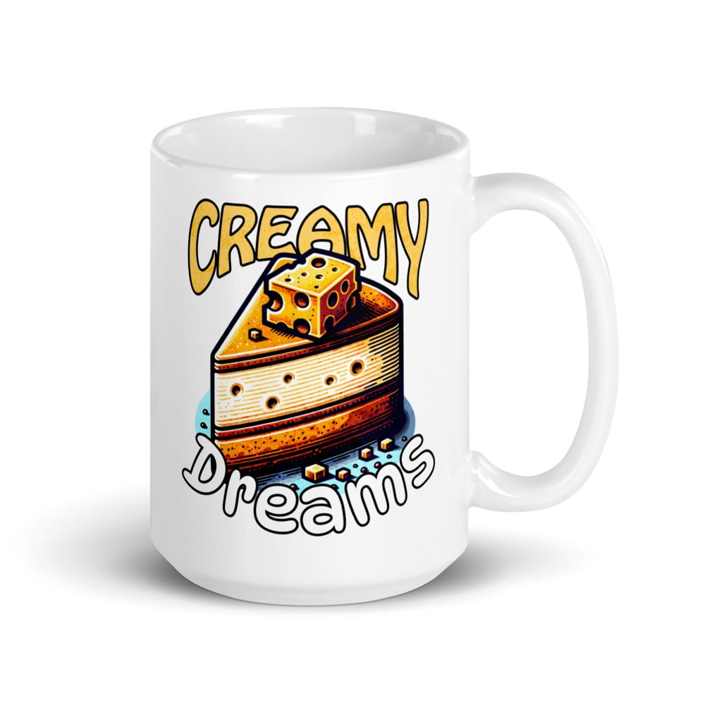 Cheesecake Dessert Lover White Glossy Mug, Creamy Dreams (15 oz ...